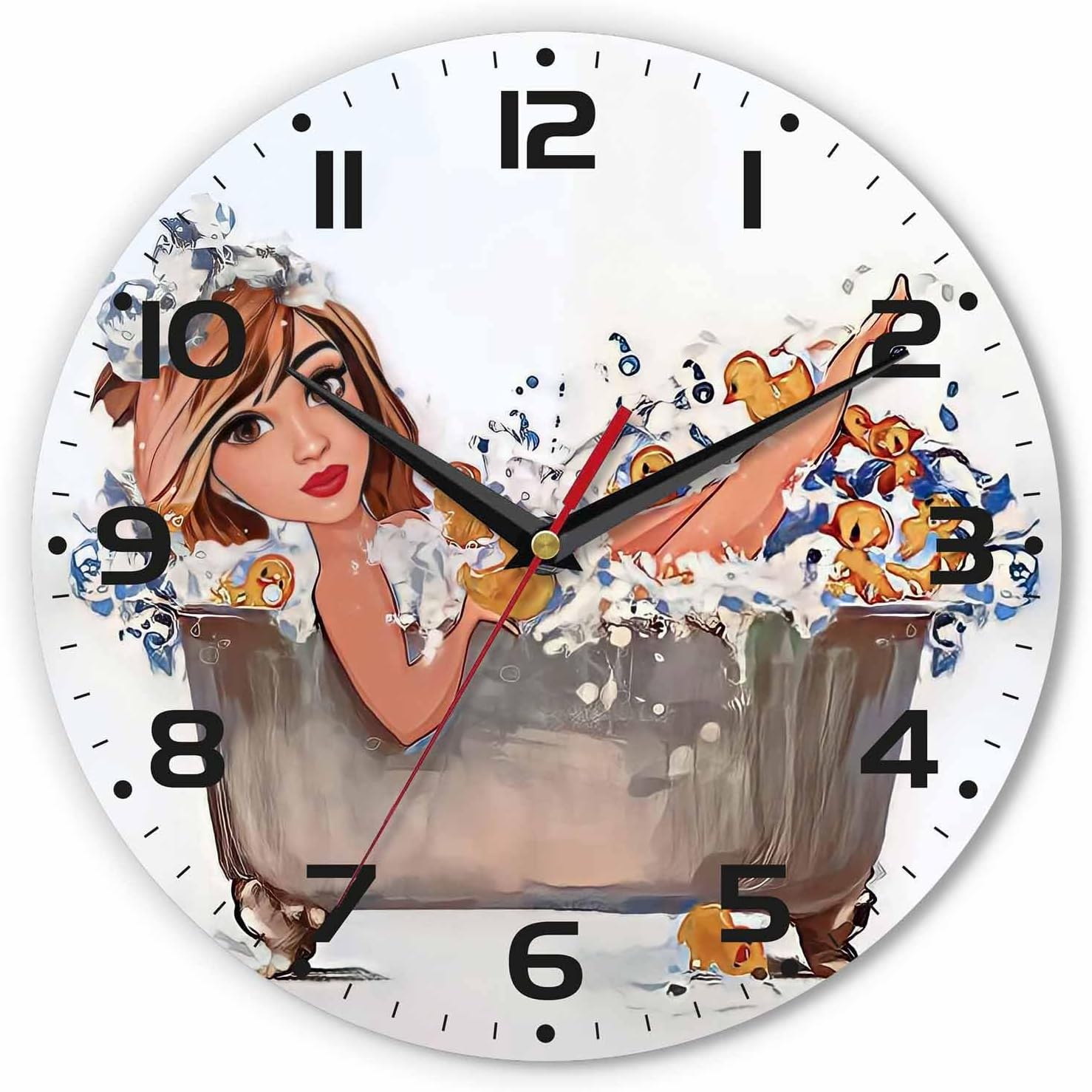 Amazon.com: Girl in The Bathtub Wall Clock Funny Bubbles Clock 10 Inch ...