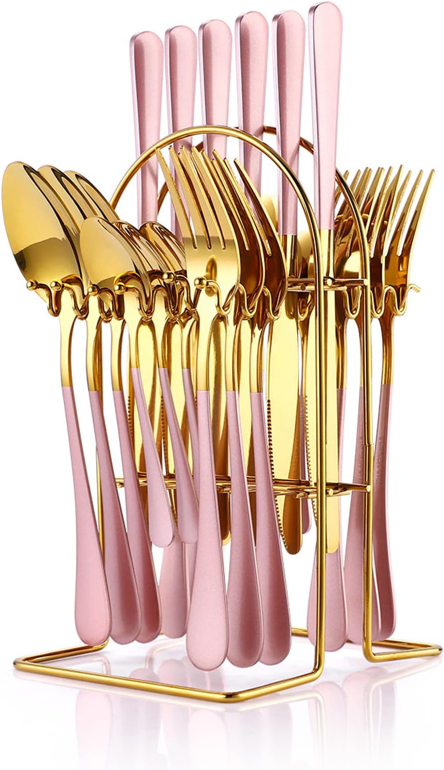 Amazon.com | Moxinox 20-Piece pink Silverware Set, 18/0 Stainless Steel ...