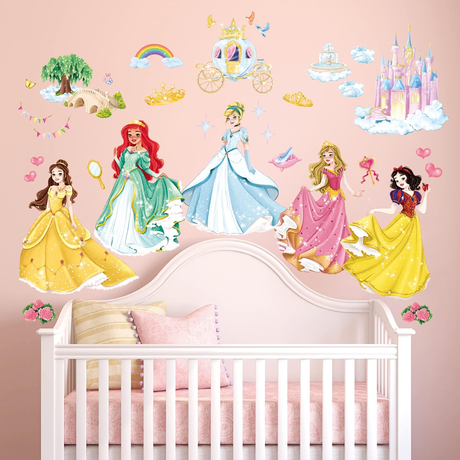 Amazon.com: Crown Diamond Wall Decals Princess Sleep Here Wall Stickers ...