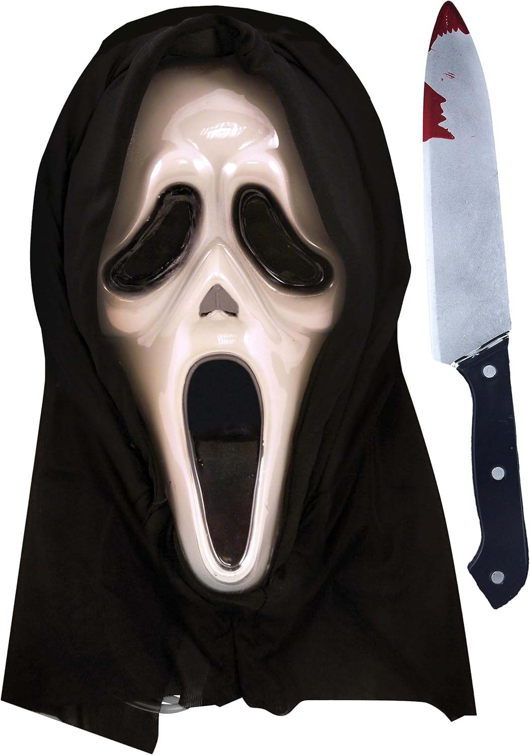 Mega_Jumble Adult Unisex Ghost Face Hooded Scream Halloween Black Hood ...