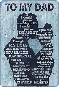 Amazon.com: To My Dad - Vintage Tin Metal Sign, 12x8 Inch Rustic Wall Decor, Father's Day Gift ...