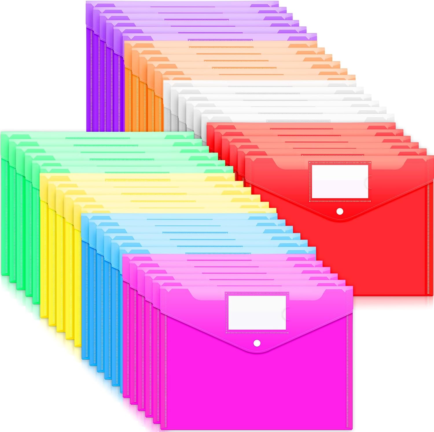 Amazon.com : Sooez 48 Pack Folders Plastic Envelopes, Clear Plastic ...