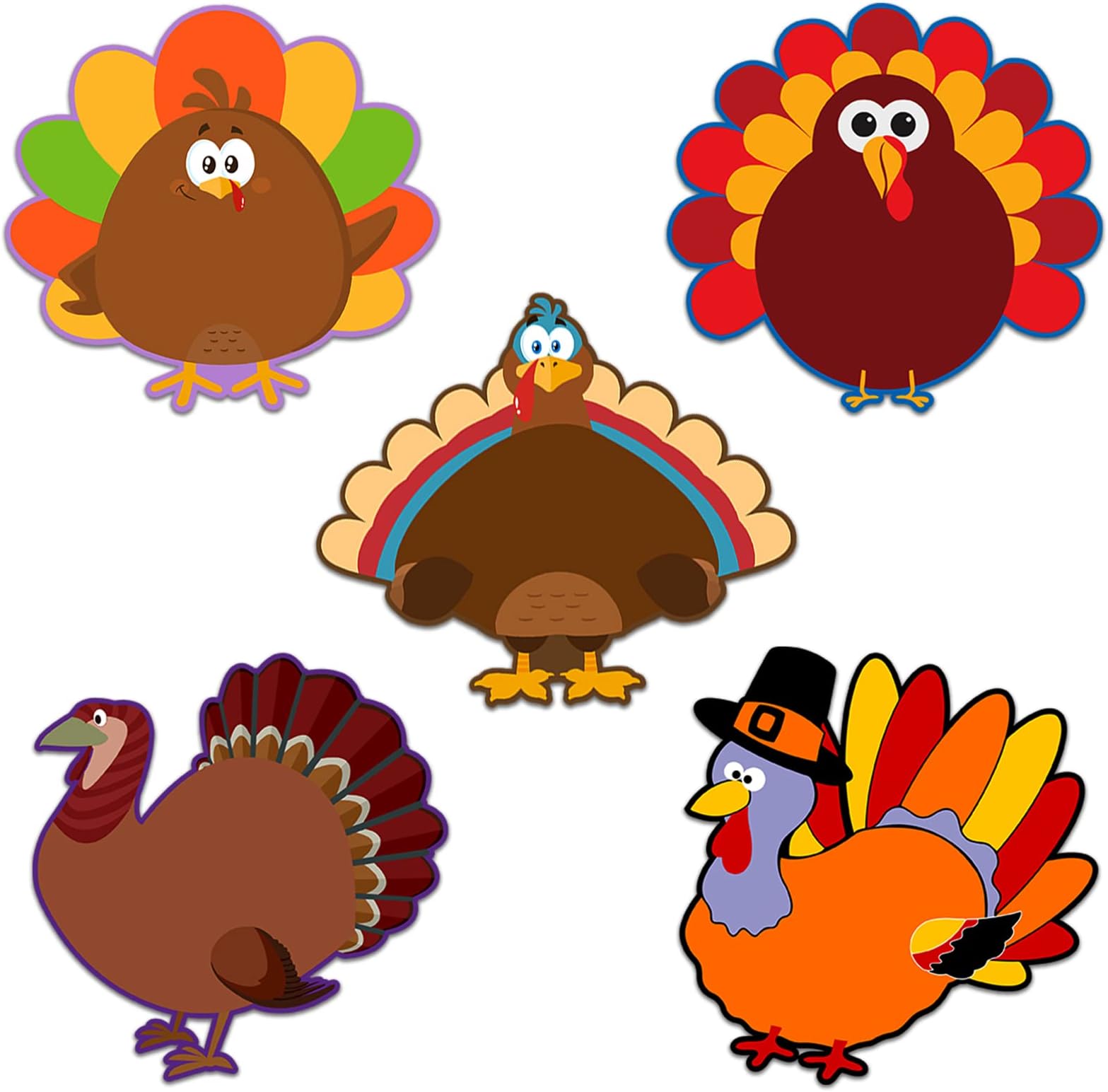 Amazon.com: Turkey Cutouts 54 Pcs Thanksgiving Cut-Outs Fall Decor for ...