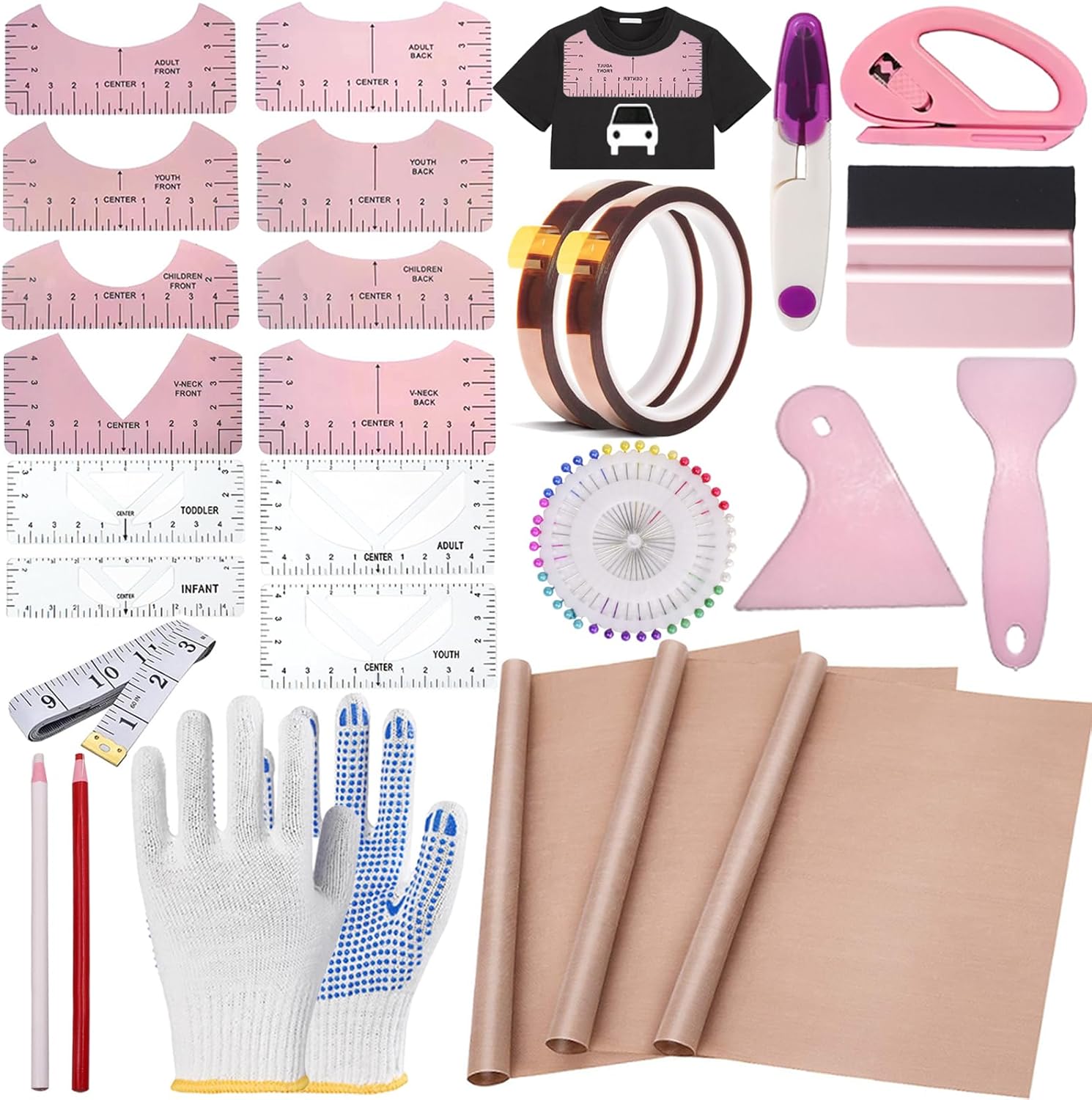 Amazon.com: QUKLOGEN Sublimation Shirts Tool Kits 66 Pcs Shirt Measure ...