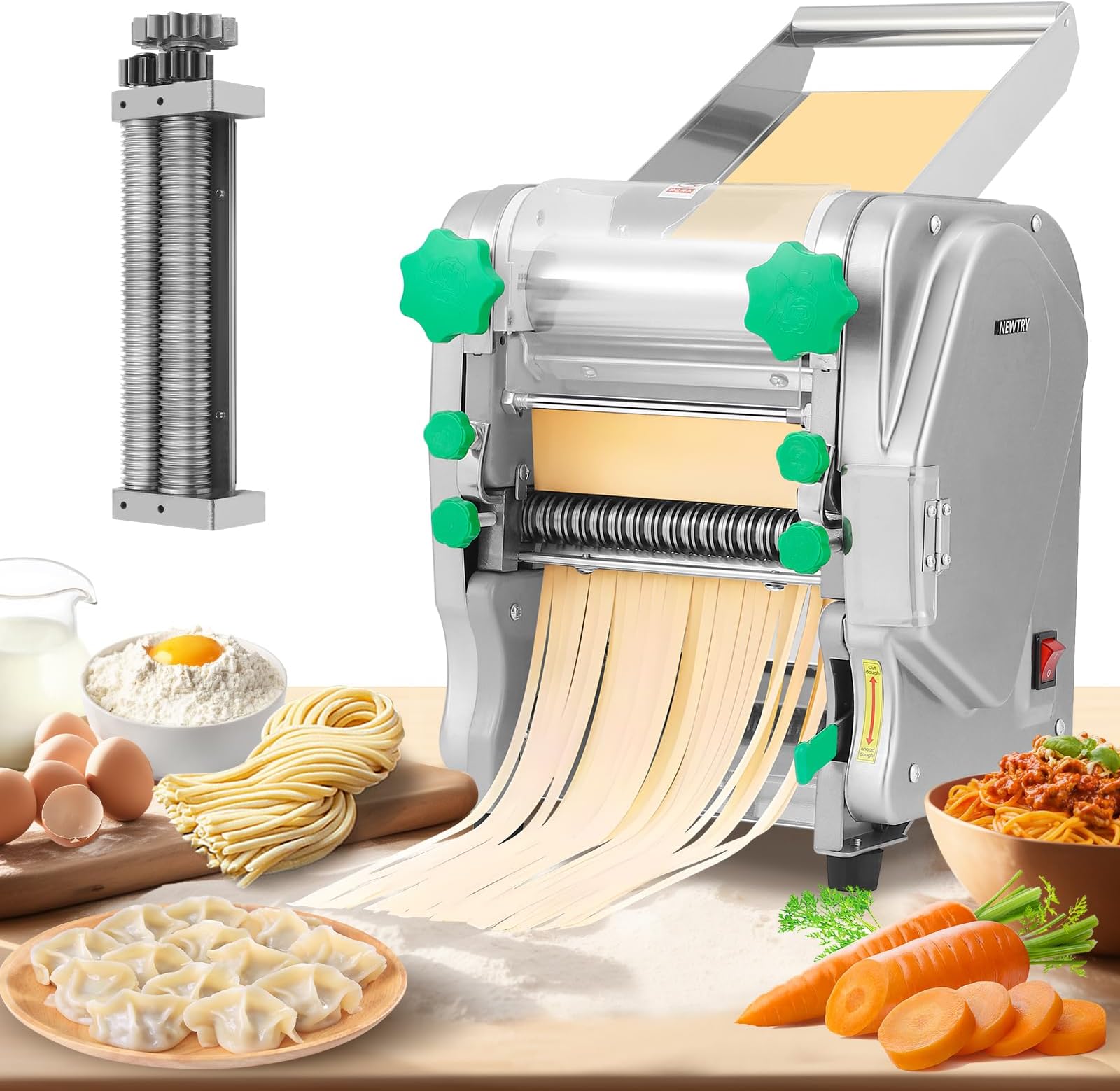 Amazon.com: NEWTRY Commercial Pasta Maker Machine Electric Dough Roller Noodle Making Machine ...