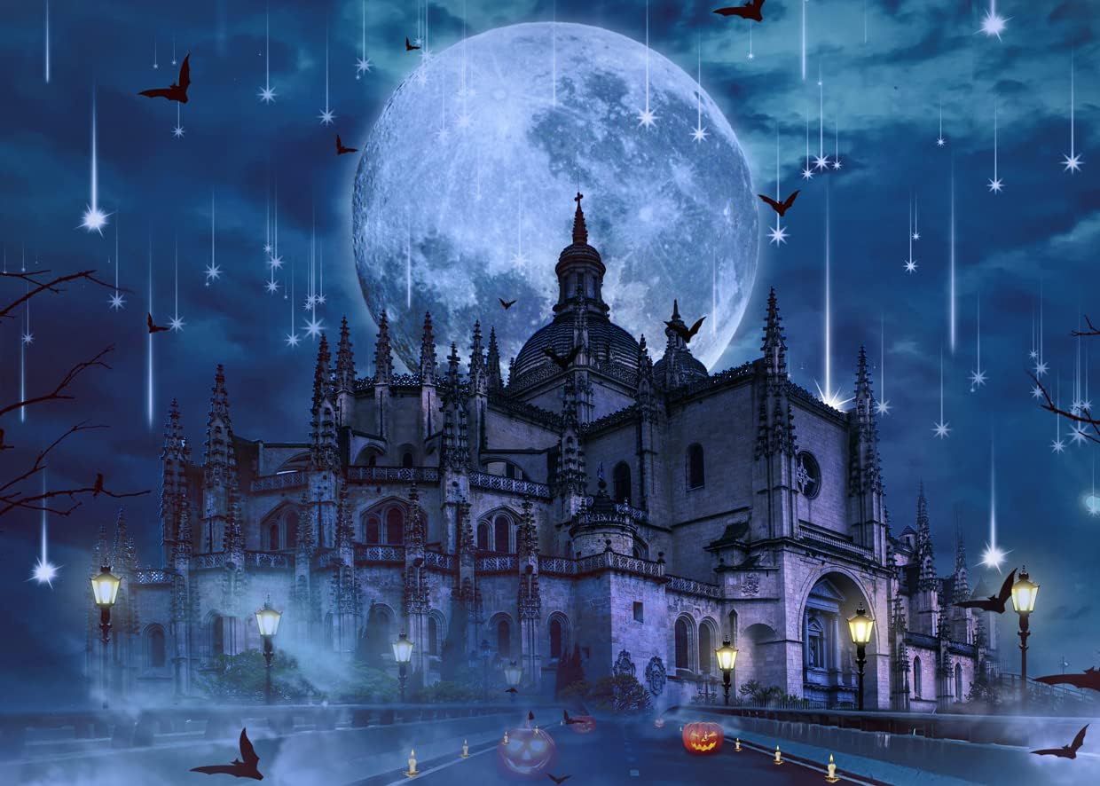 AIIKES 7x5FT Magic Castle Witch Wizard School Sfondo Halloween Night ...
