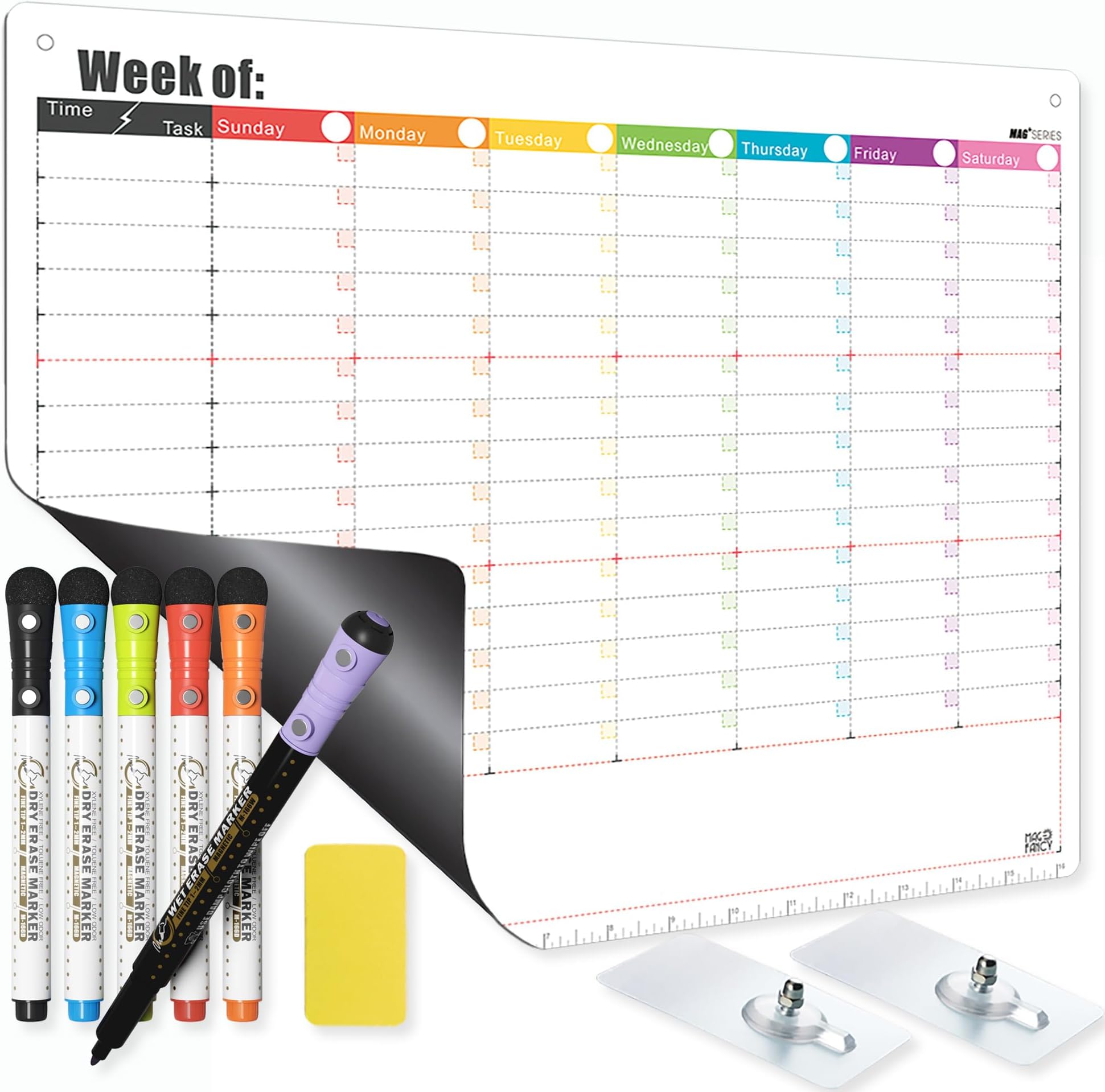 Amazon.com: USI Opti Clear Large Dry Erase Weekly Wall Calendar, 1 Week ...