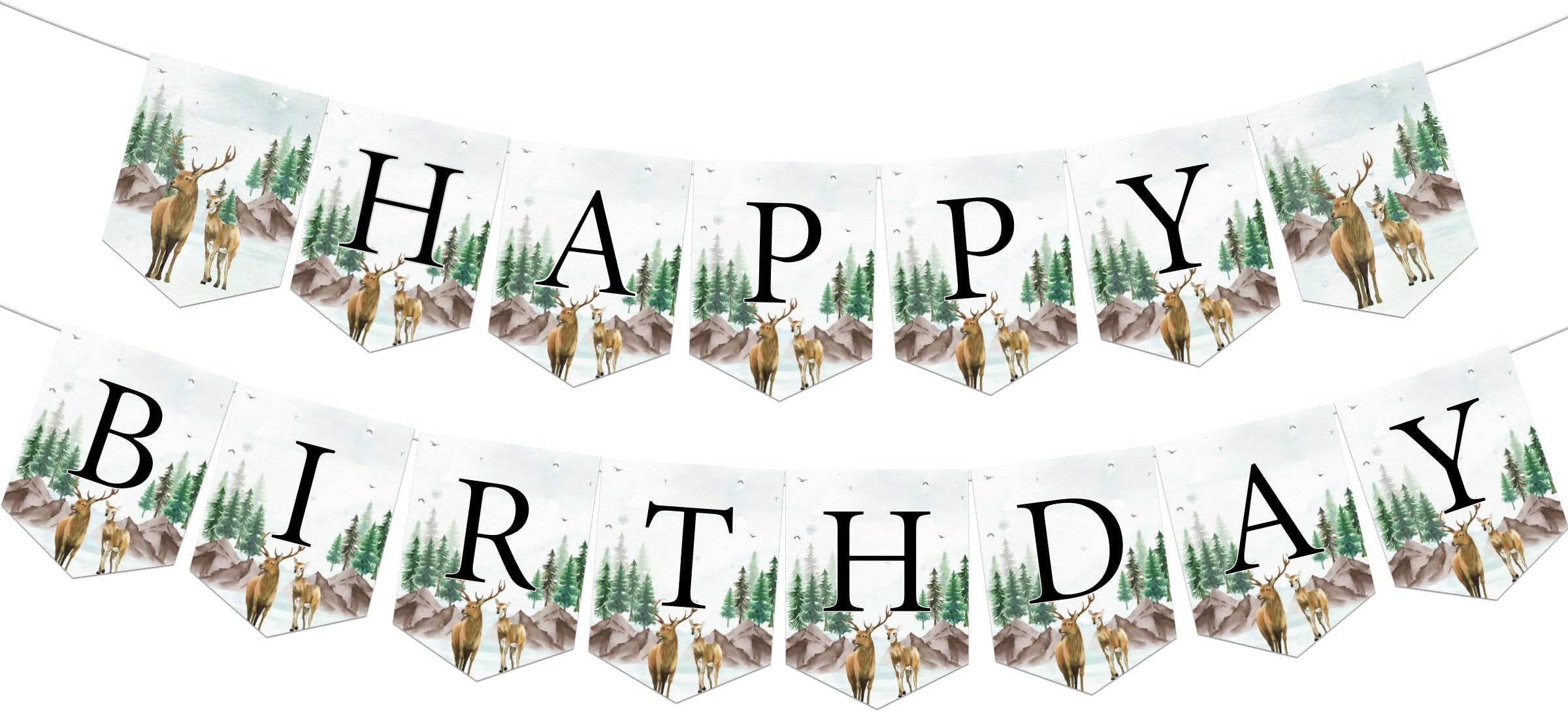 Amazon.com: Deer Birthday Party Decorations, Deer Happy Birthday Banner ...