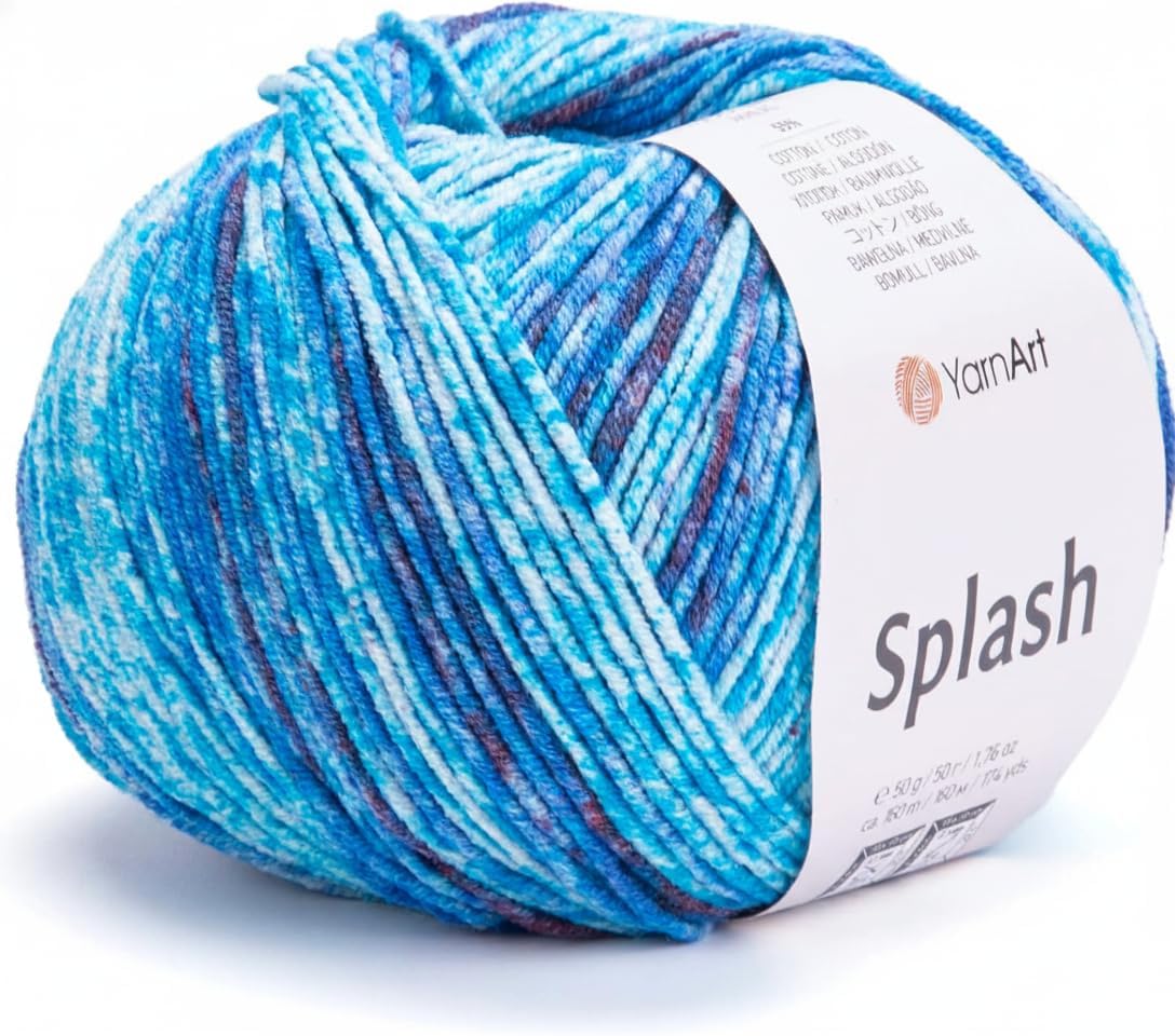 Amazon.com: YarnArt Splash Variegated Sport Yarn - 55% Cotton 45% ...