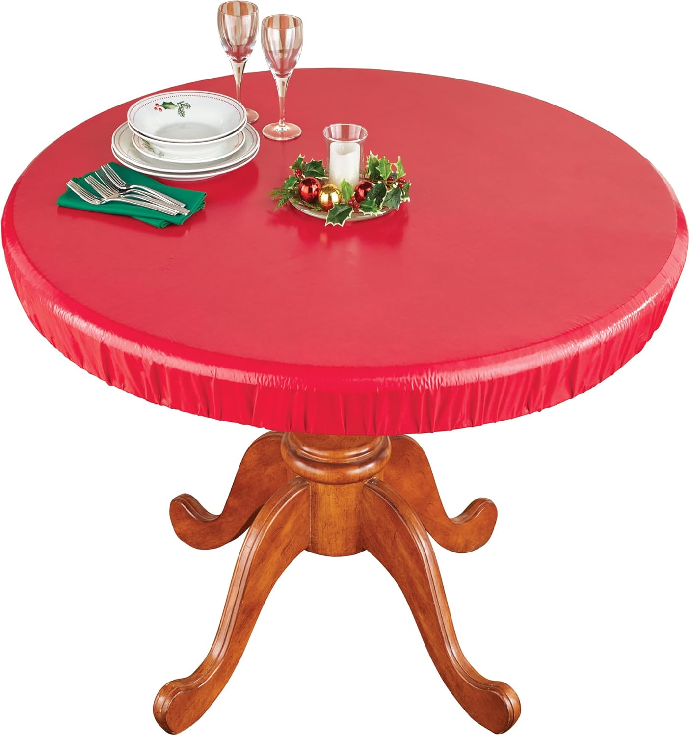 Amazon.com: Collections Etc Versatile Red Stretch-to-Fit Table Cover ...