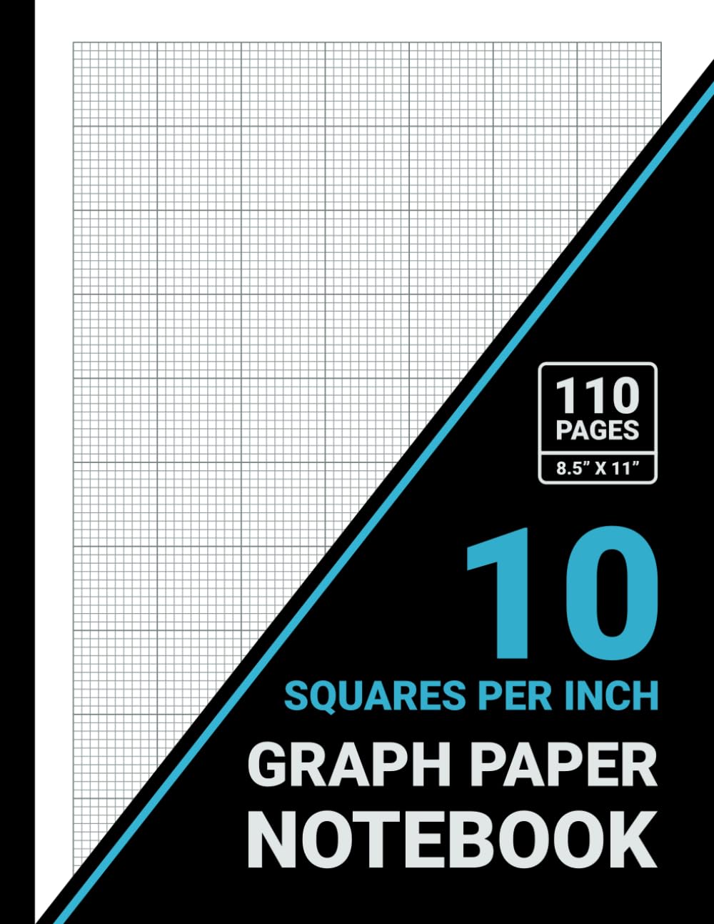 Graph Paper 10 Squares Per Inch Notebook: 1/10 Inch Squares, 10x10 Grid ...