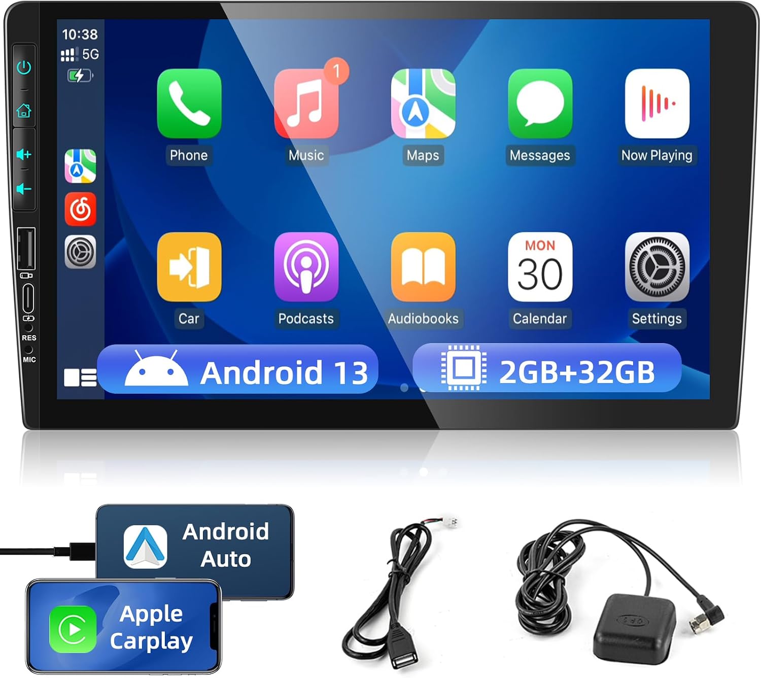 Podofo Android 11 Double Din 9Inch Car Stereo 2+32G Touch Display ...
