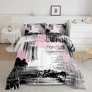 Amazon.com: Manfei Abstract Comforter Set Queen Size, Modern Abstract ...