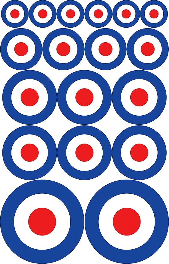 RAF MOD Roundel Target Self adhesive stickers pack of 18 stickers - 2x ...