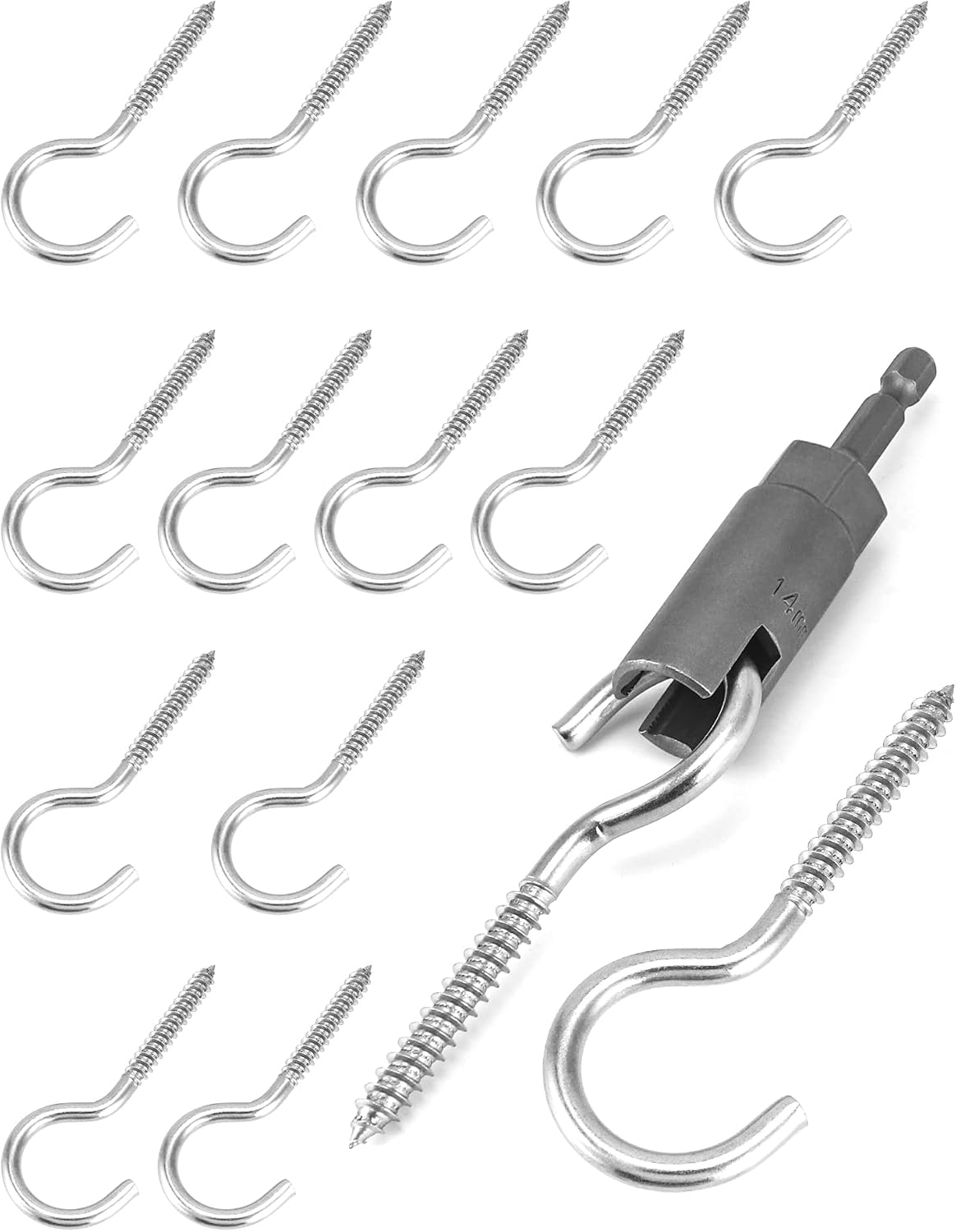 Amazon.com: QWORK Screw in Hooks, 15 Pcs 304 Stainless Steel Ceiling ...