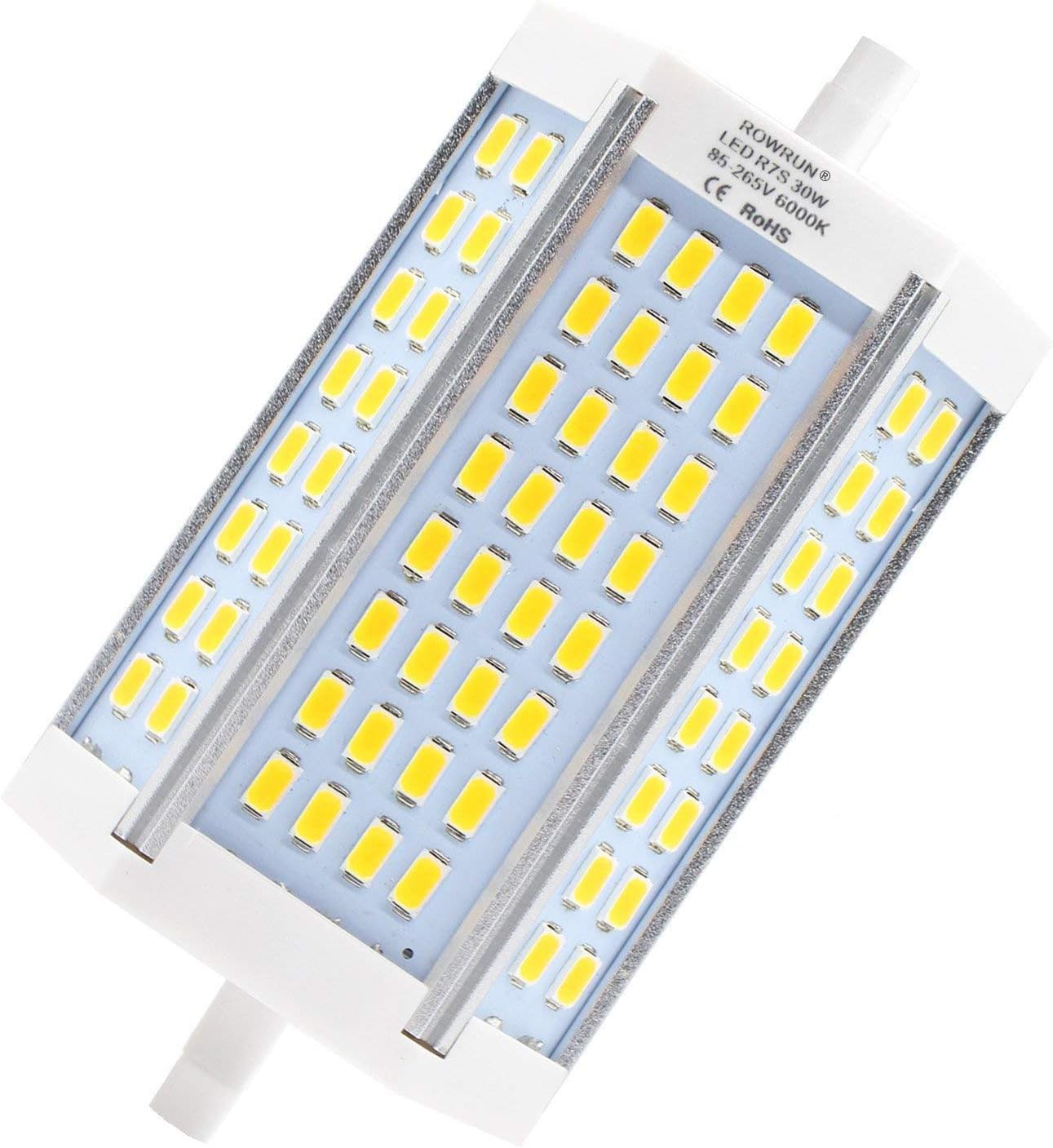 Rowrun 30W R7S J118 T3 LED Bulb Daylight White R7S Base 118mm 300W ...