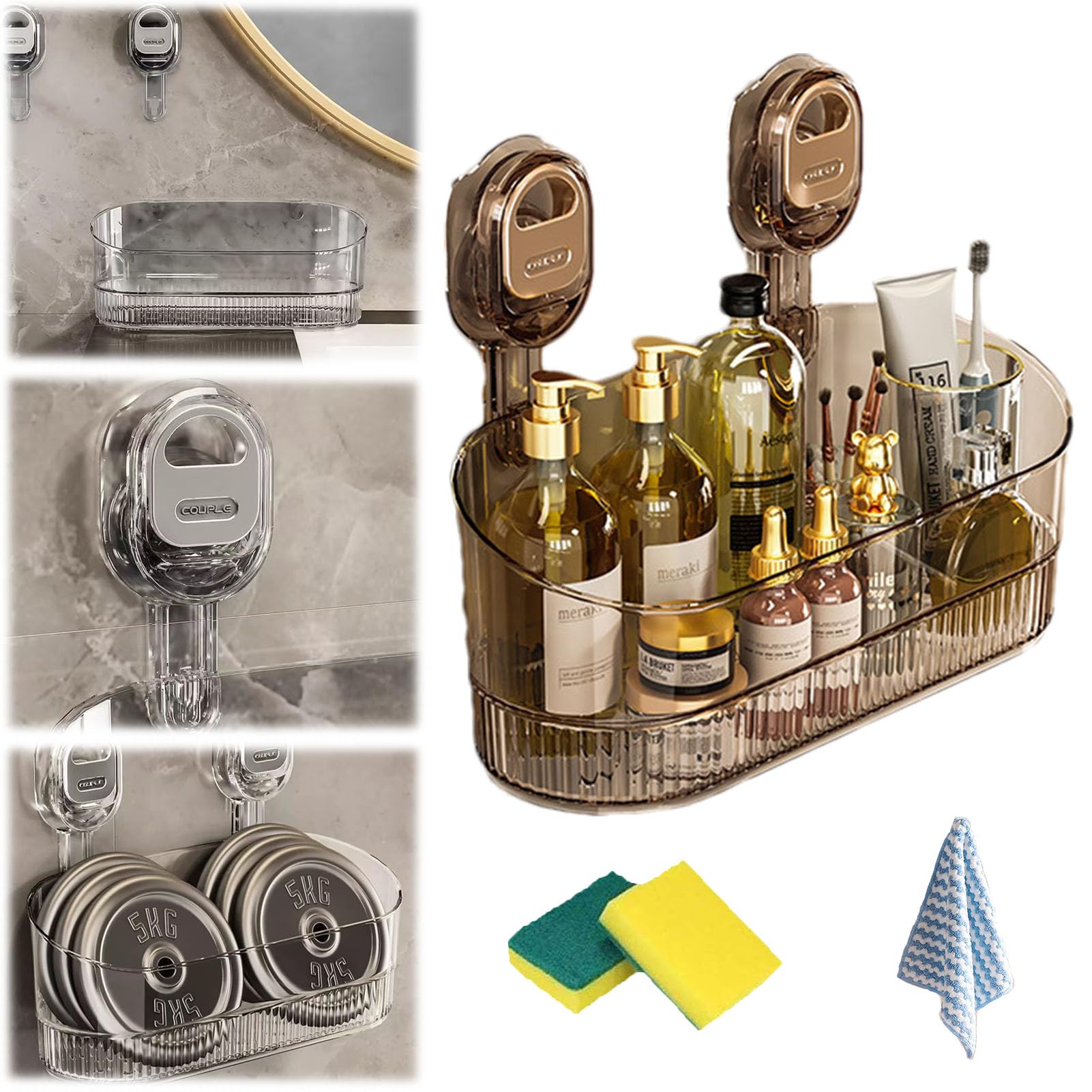 Amazon.com: WRSFXV No-Drill Bathroom Suction Storage Box, Corrugated ...