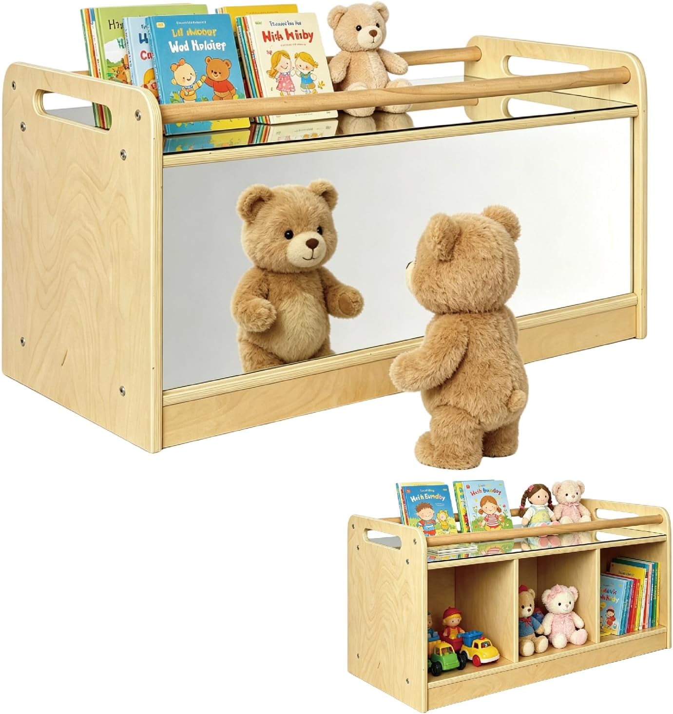 Amazon.com: kidi house Montessori Shelf with Activity Top and Mirror ...