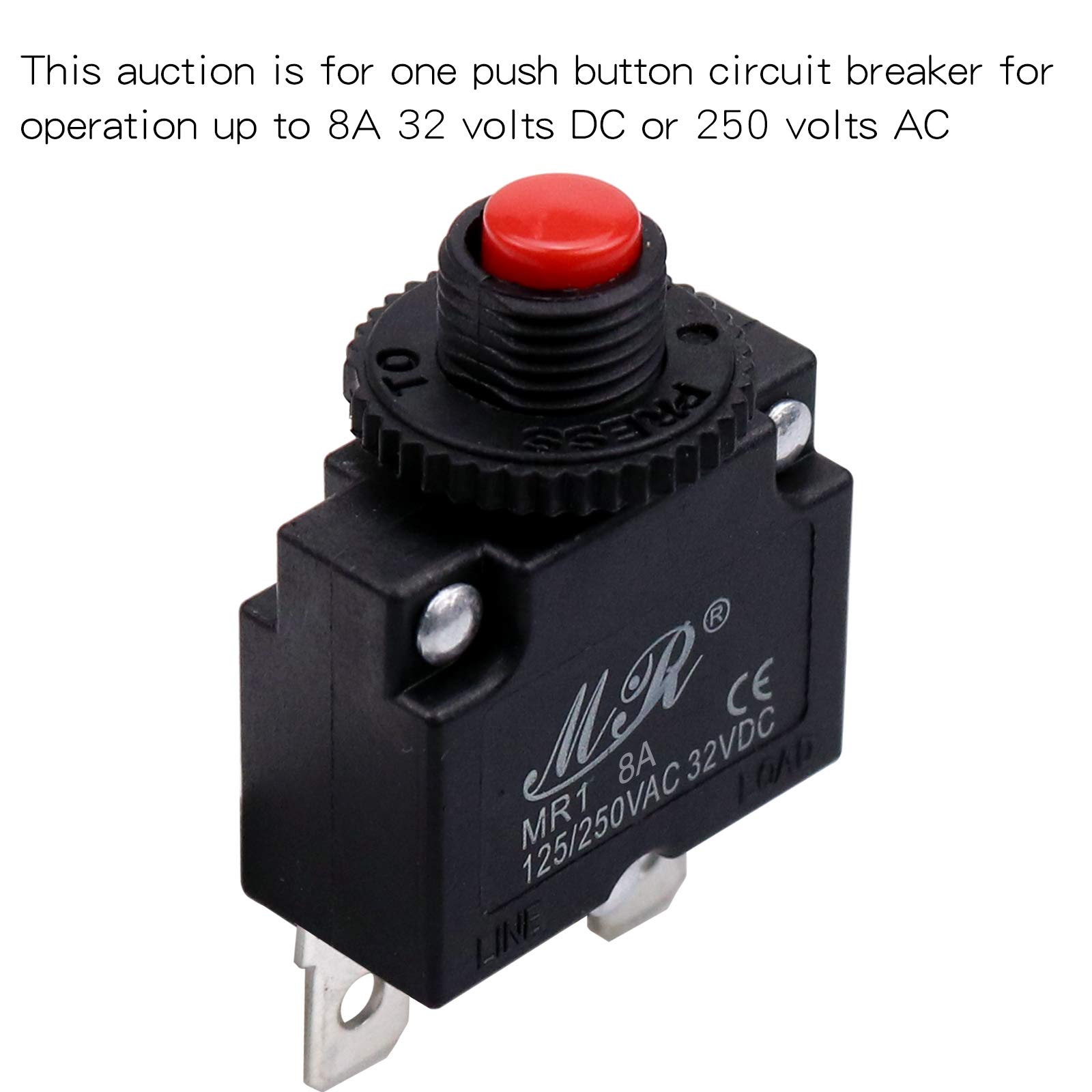 Snapklik.com : 8 Amps Thermal Circuit Breakers, 125/250V AC 32V DC Push ...