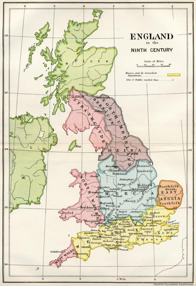 Amazon.com: Posterazzi Map Of England In The Ninth Century From A Short ...