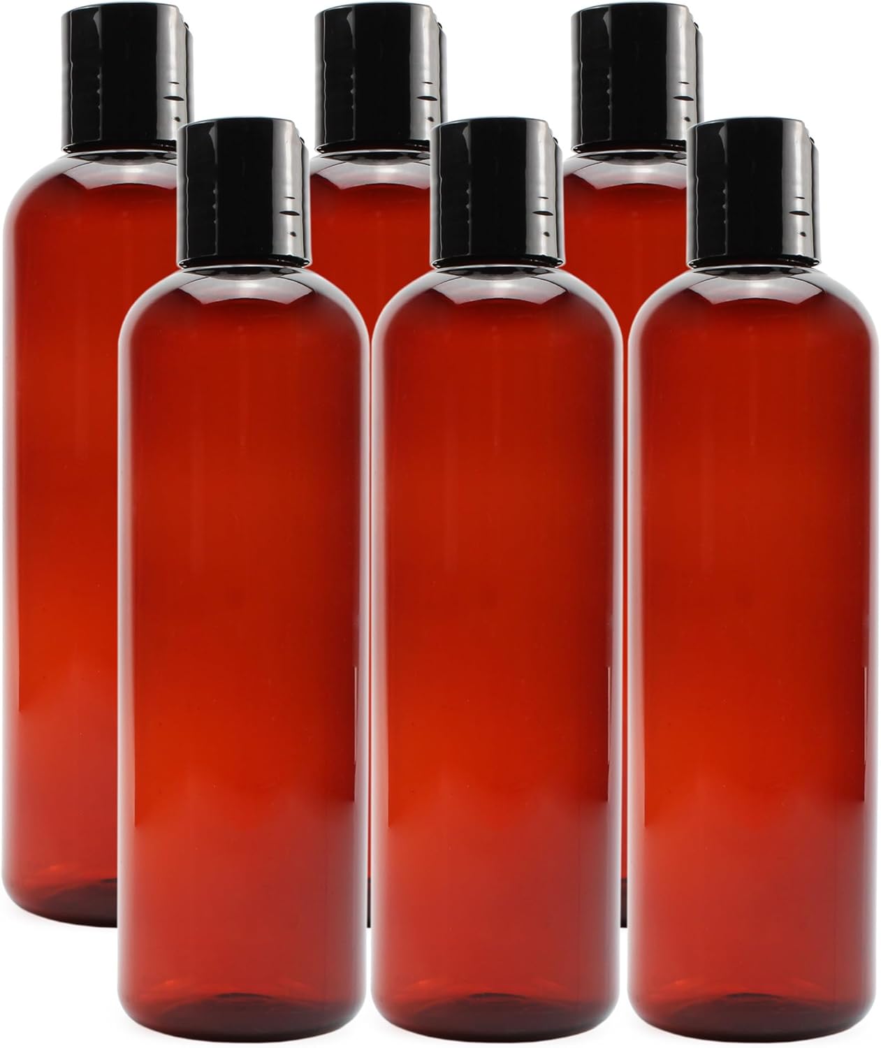 Cornucopia Brands 8oz Empty Plastic Bottles with Disc Top Flip Cap (6 ...