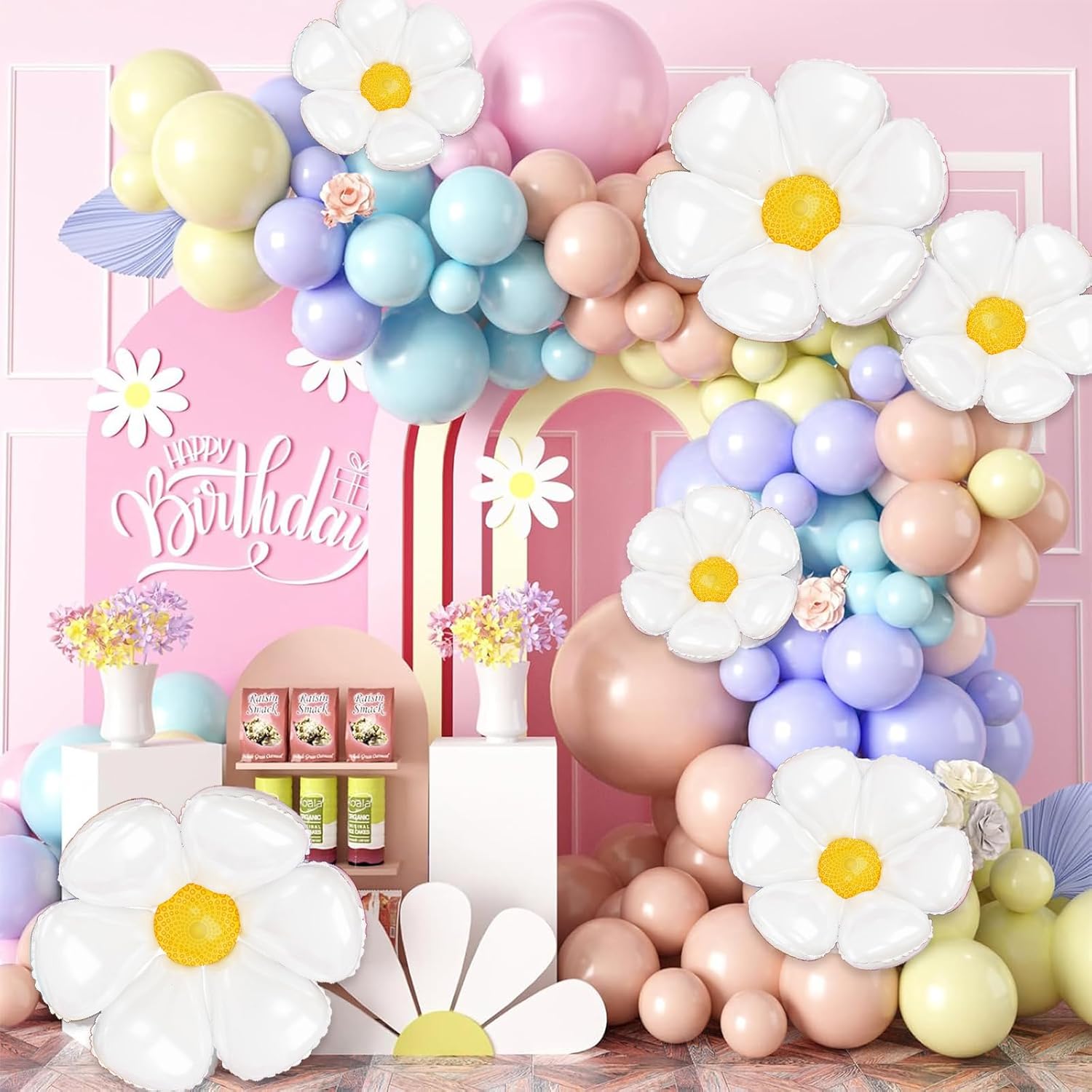 Amazon.com: Pastel Balloon Arch Kit, 106 Pcs Daisy Balloon Arch Garland ...