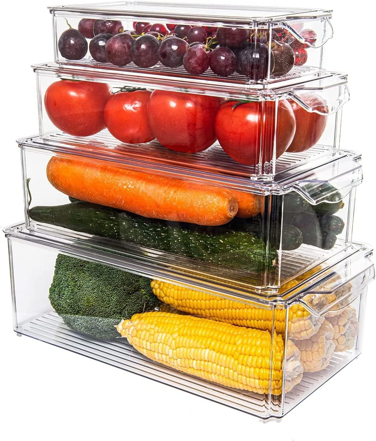 Amazon.com: The zowu 4 Pack Refrigerator Organizer - 4 Size Stackable ...
