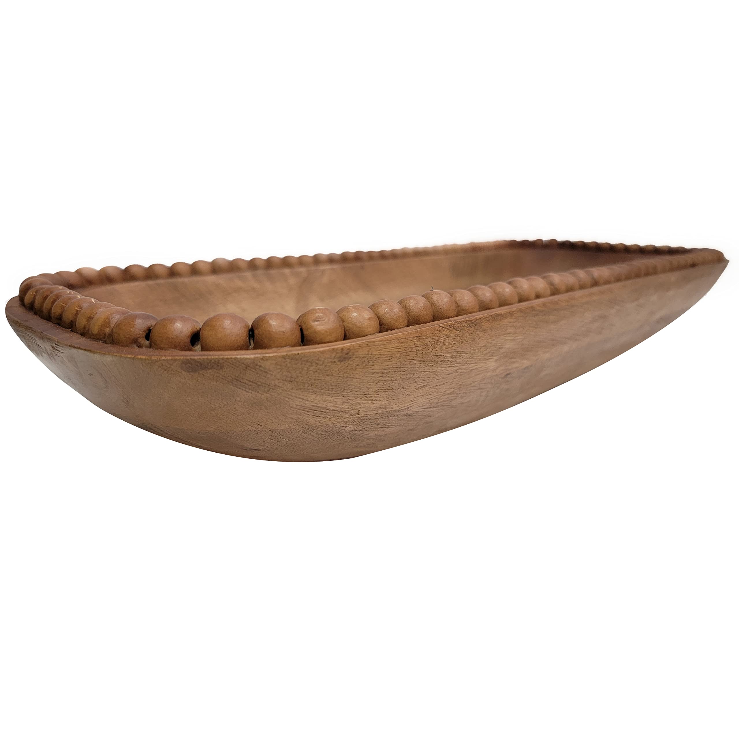 BNDPLUS Natural Brown Antique Vintage Beaded Dough Bowl, Wooden Long ...