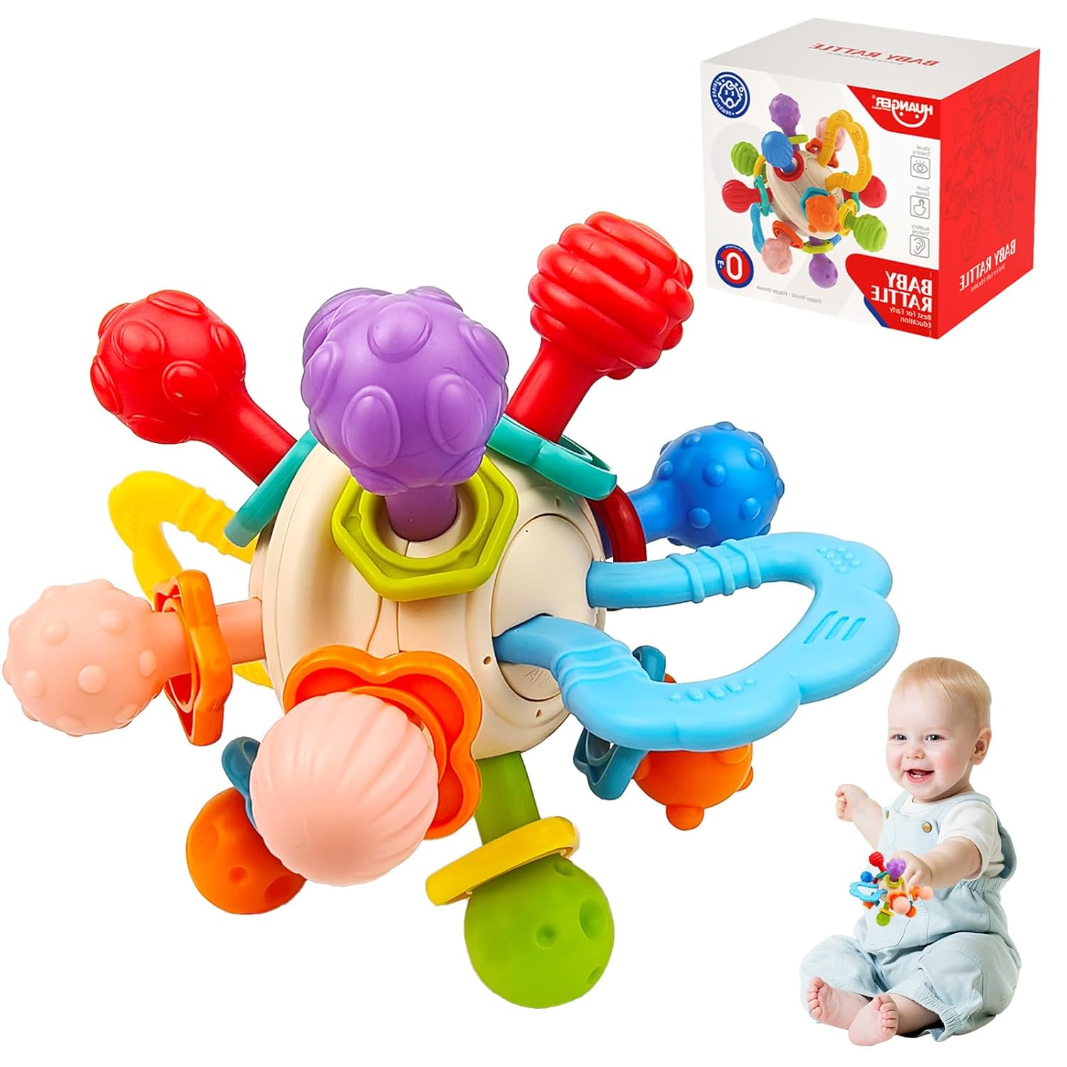 Amazon.com: Baby Sensory Teething Toy, Infant Chew Rattles Toys for ...
