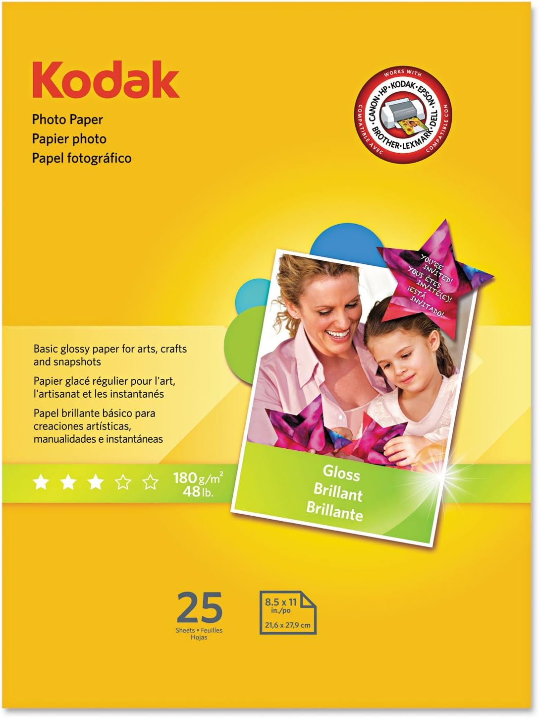 Amazon.com : Kodak® Glossy Photo Paper, Letter Size, 44 Lb, Pack of 25 ...