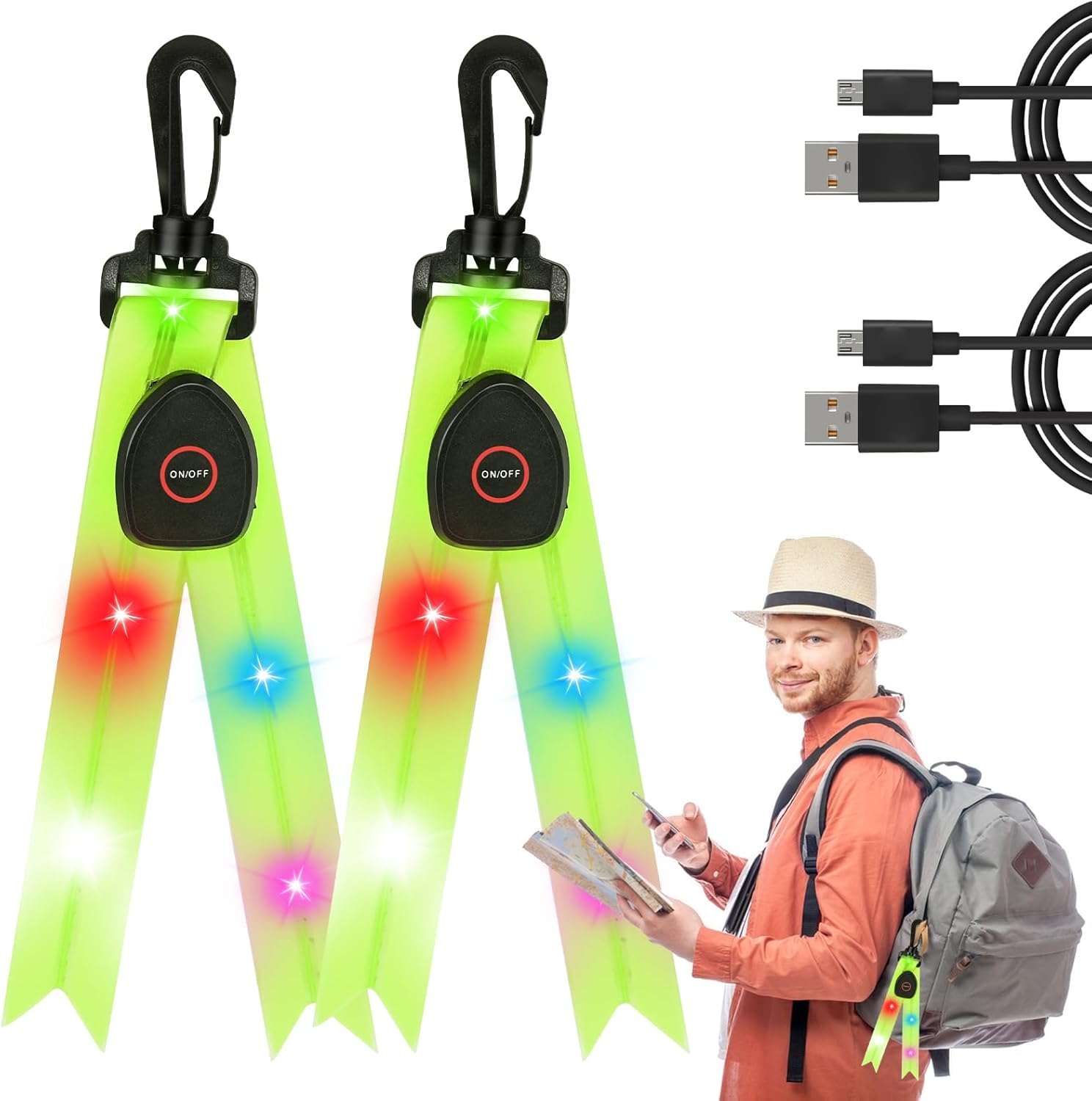 LED flashing lights for children - 2 USB rechargeable children's ...