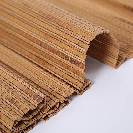Amazon.com: Cordless Bamboo Blinds, Natural Hemp Grass Material Roman ...