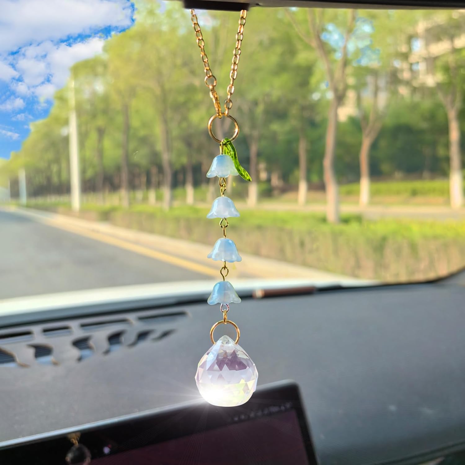 Amazon.com: BYXVSBYS Sun Catcher Car Accessories Hanging Glass Lily of ...