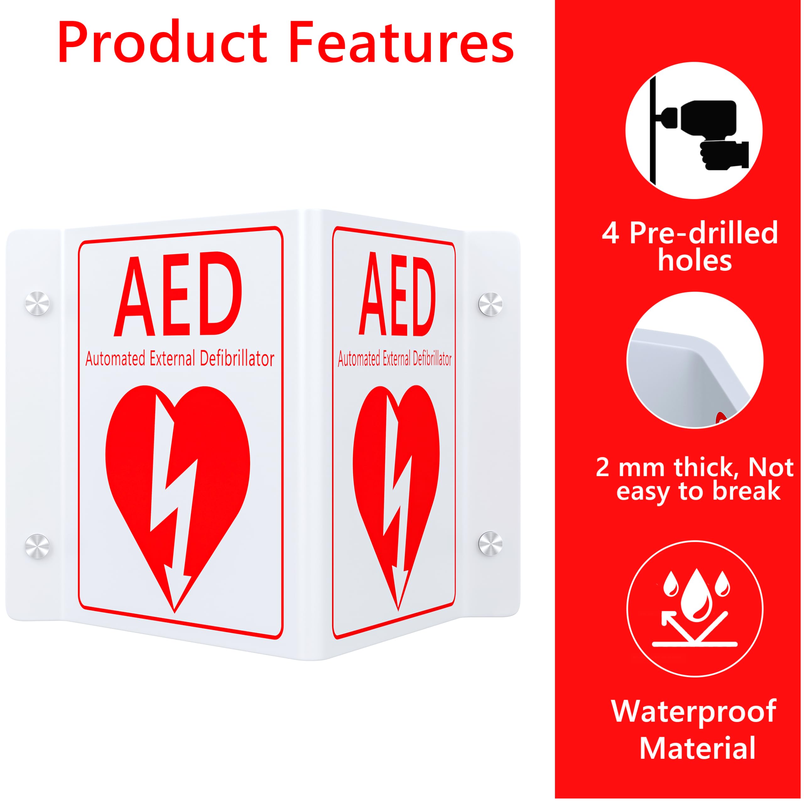 Snapklik.com : AED Emergency Acrylic Projecting Sign: AED Sign Can Be ...