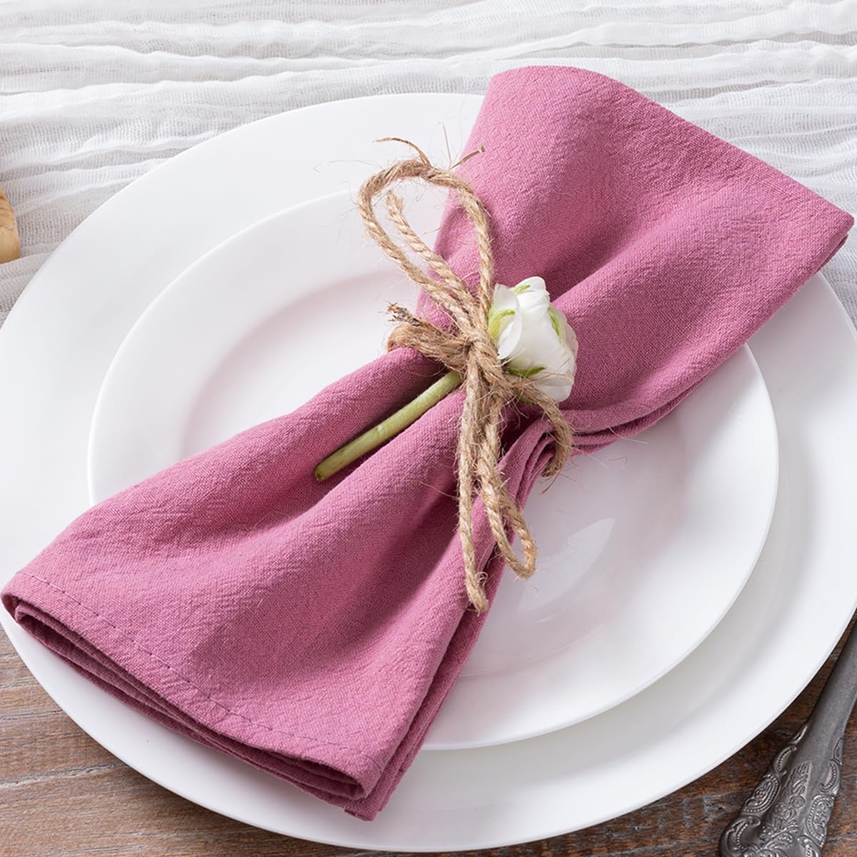 Amazon.com: MLMC Mauve Pink Cotton Linen Napkins Bulk Set of 8 16"x16 ...