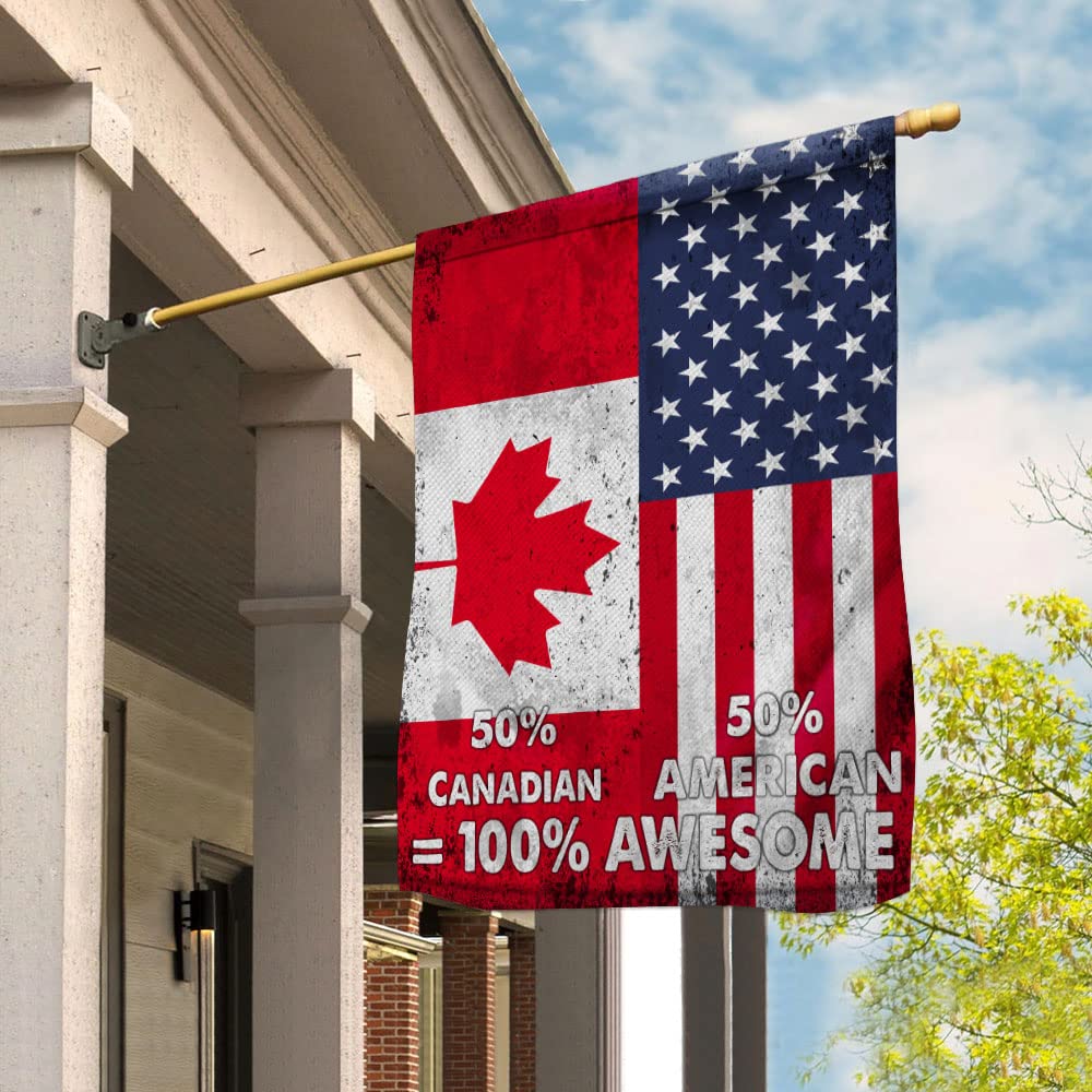 Amazon.com : Flag-American Half Canadian Flag Canadian American ...
