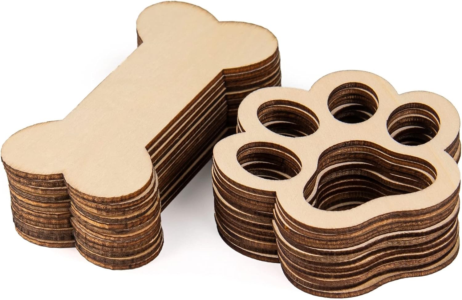 Amazon.com: Framendino, 24 Pack Unfinished Wooden Dog Bone Paw Cutout ...