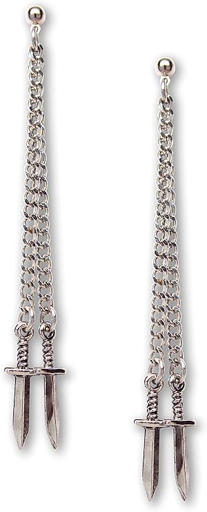 Amazon.com: Gothic Hanging Daggers on Chains Dangle Earrings Silver ...
