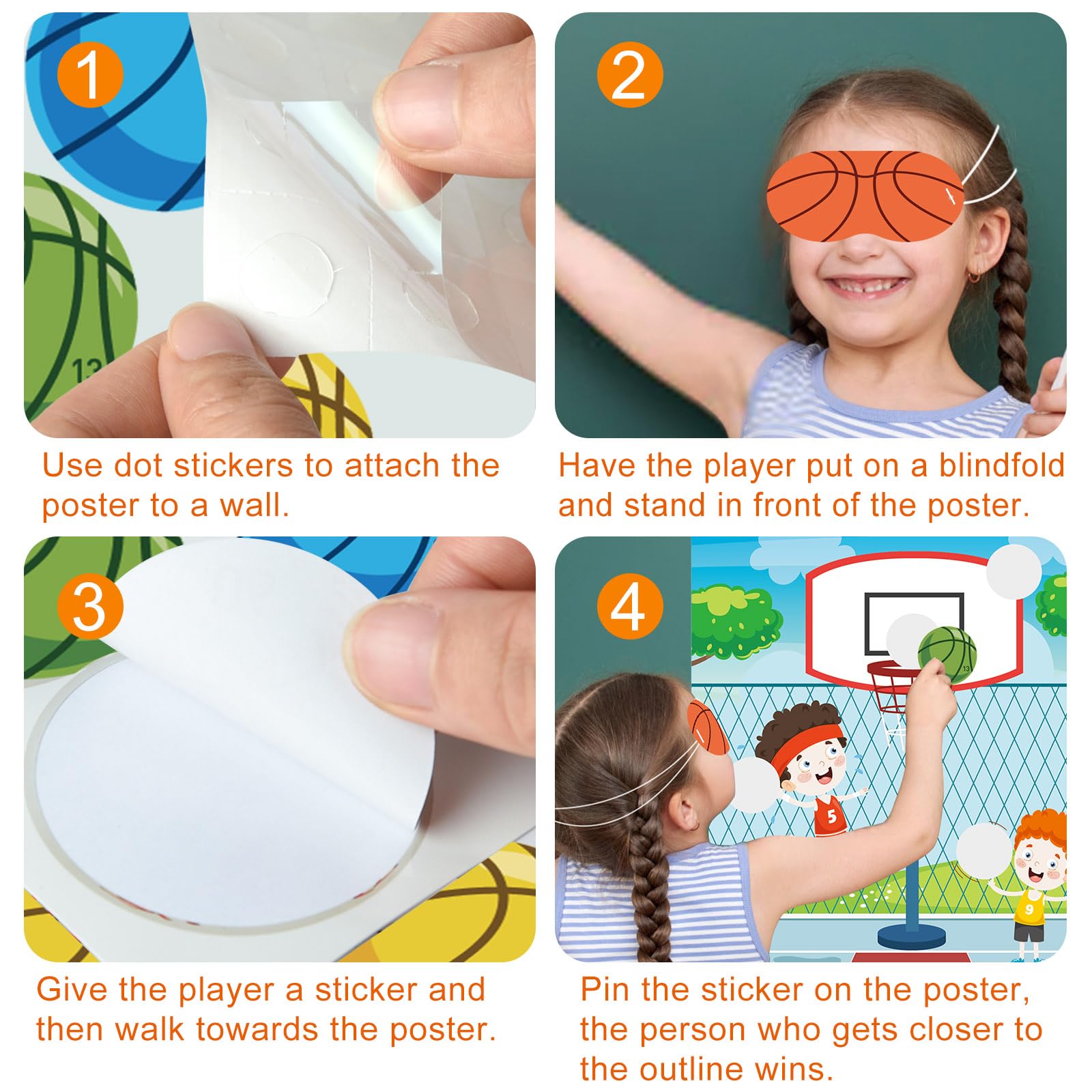 Snapklik.com : PLULON Basketball Party Game Pin The Basketball On The ...