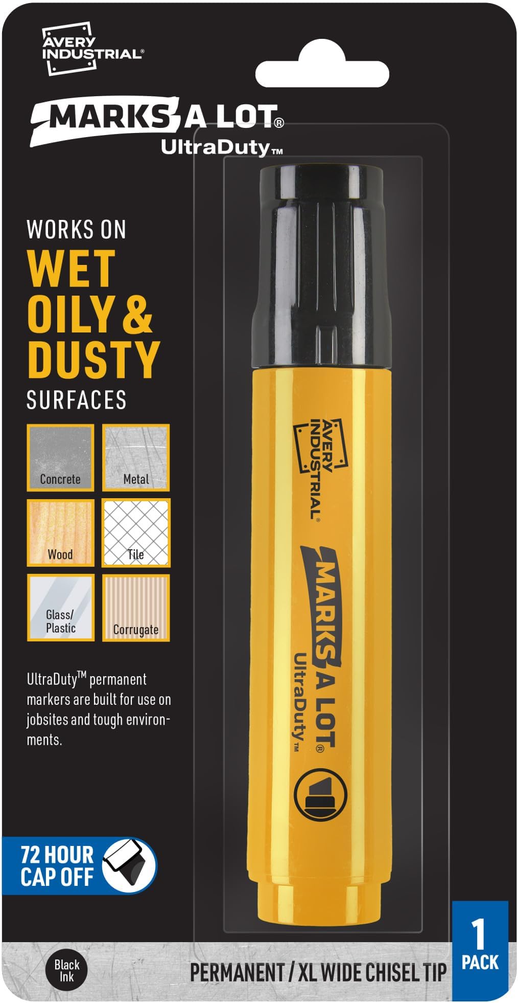 Amazon.com : AVERY Marks A Lot UltraDuty Permanent Markers, XL Wide 18mm Chisel Tip, Water ...