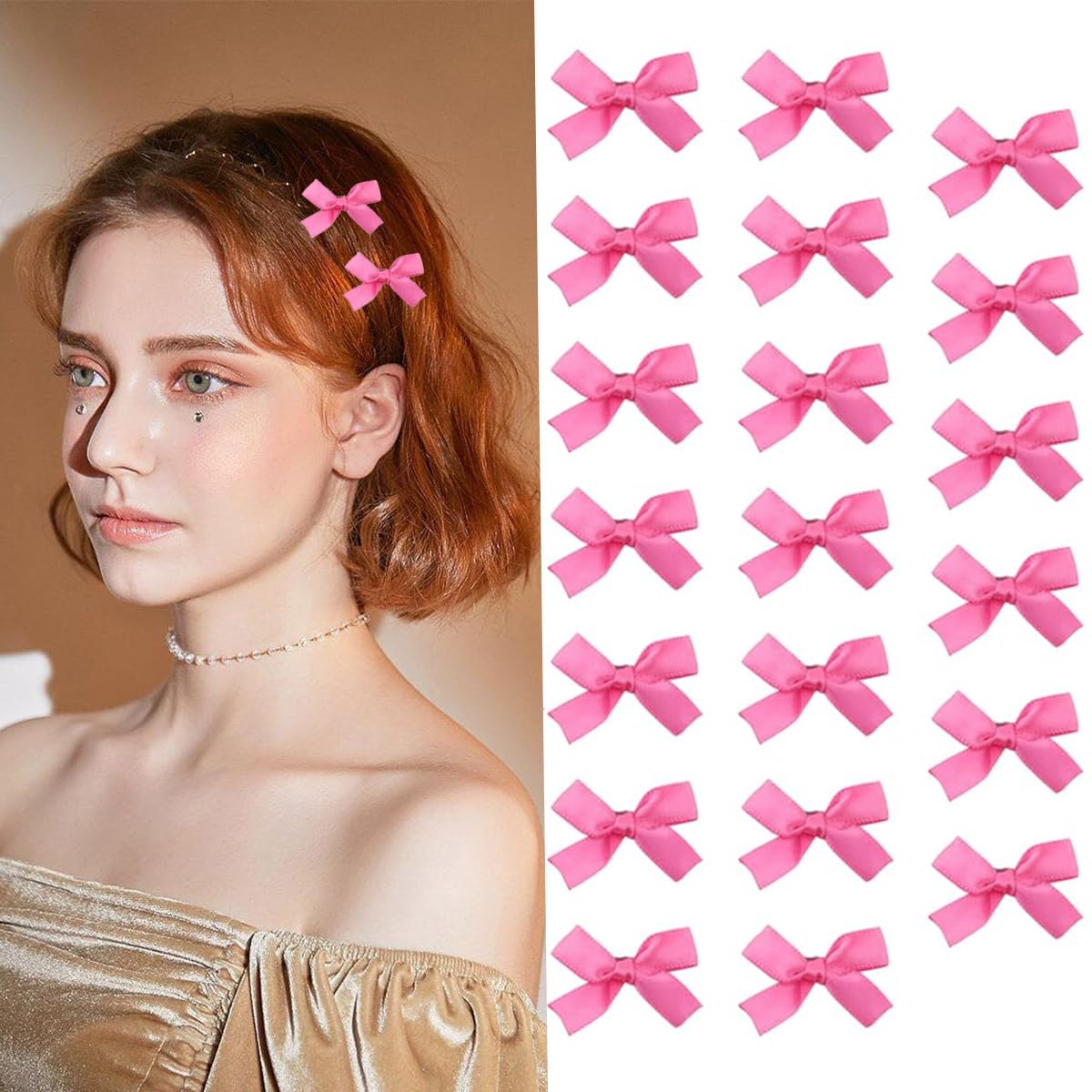 Amazon.com : Pink Mini Bow Hair Clips for Girls Hair Bows Cute Bow Hair ...