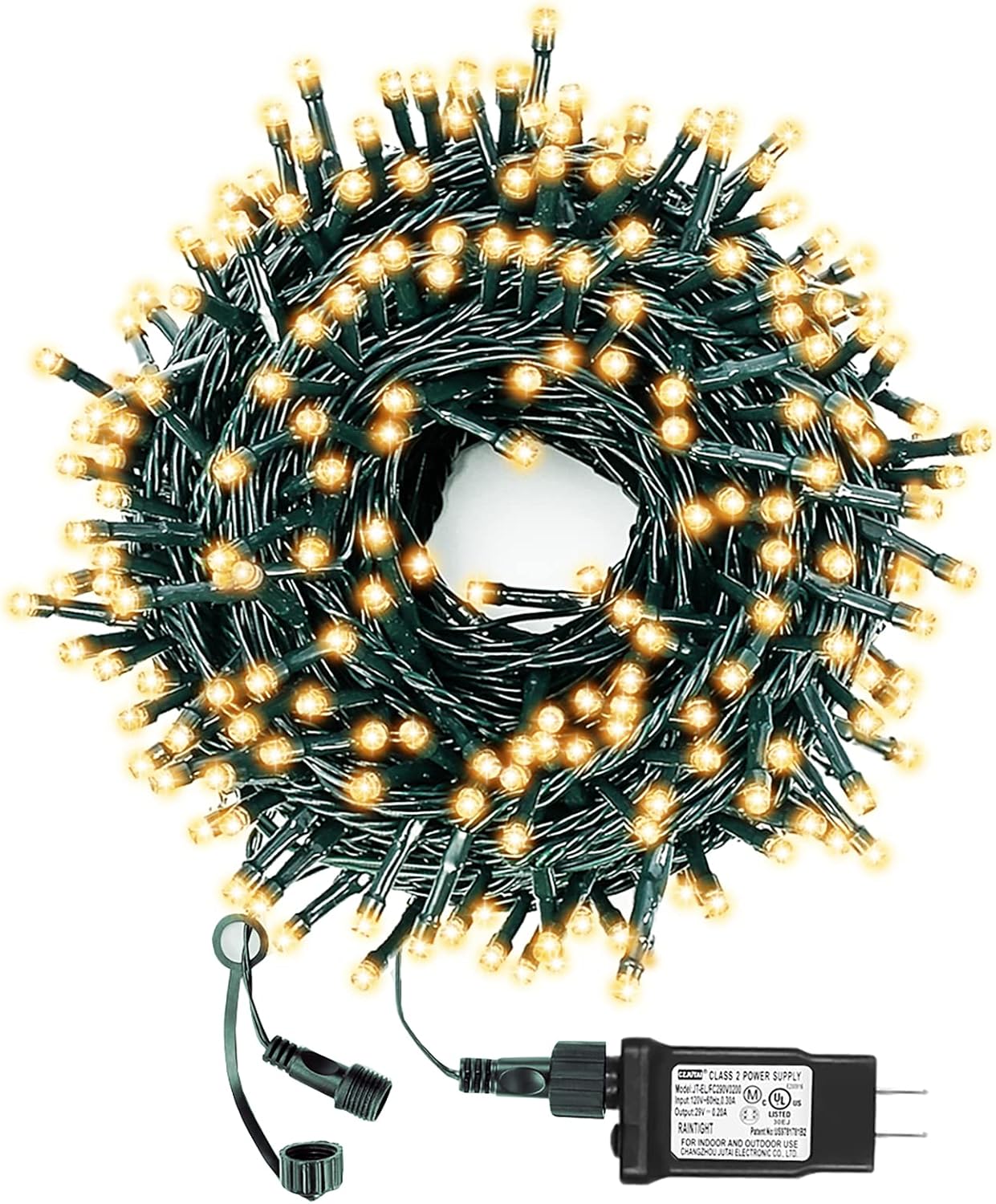 Decute Warm White Christmas String Lights Waterproof 300LED 105FT UL ...
