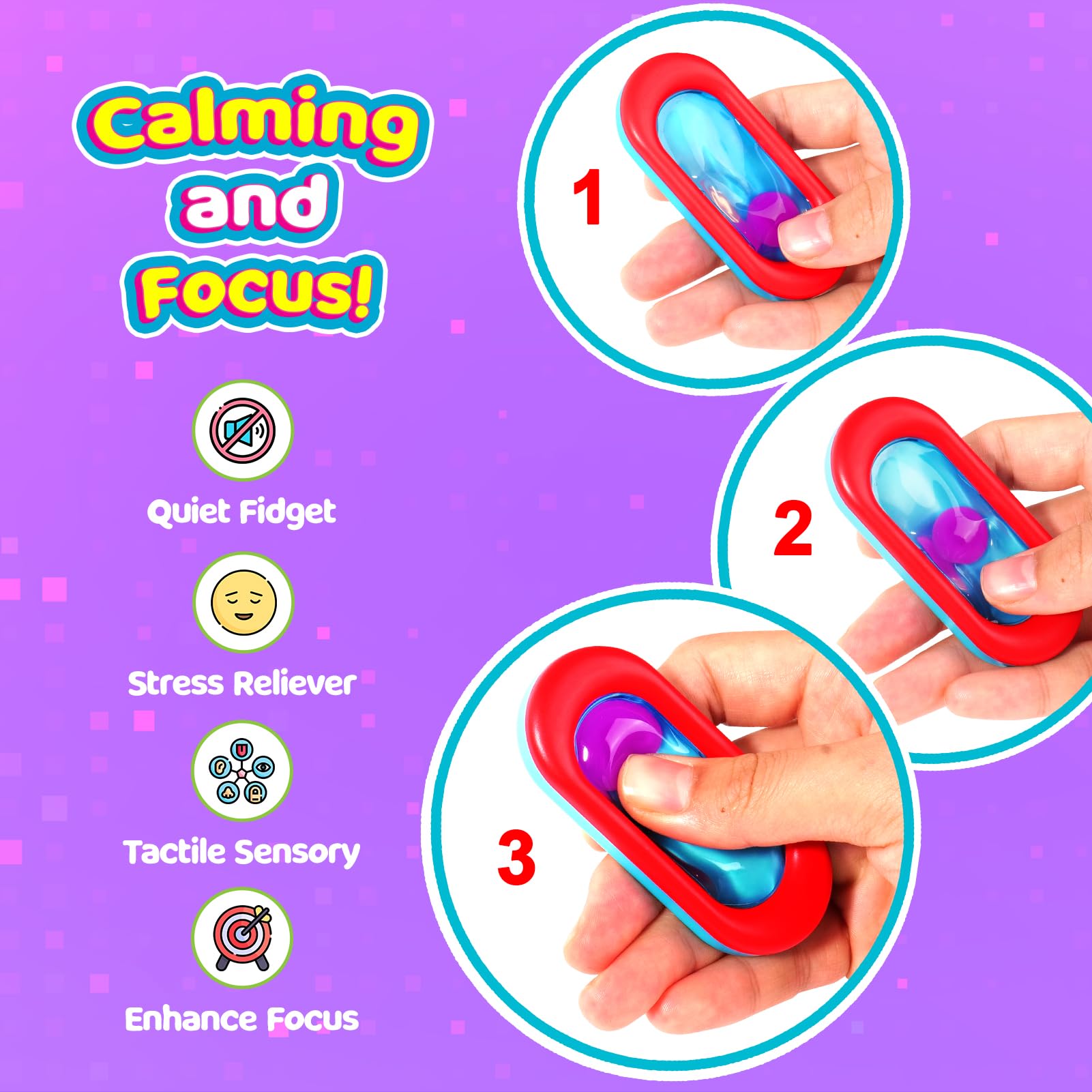 Snapklik.com : Sensory Marble Fidget For Kids Adults- 24 Pack Squeeze ...