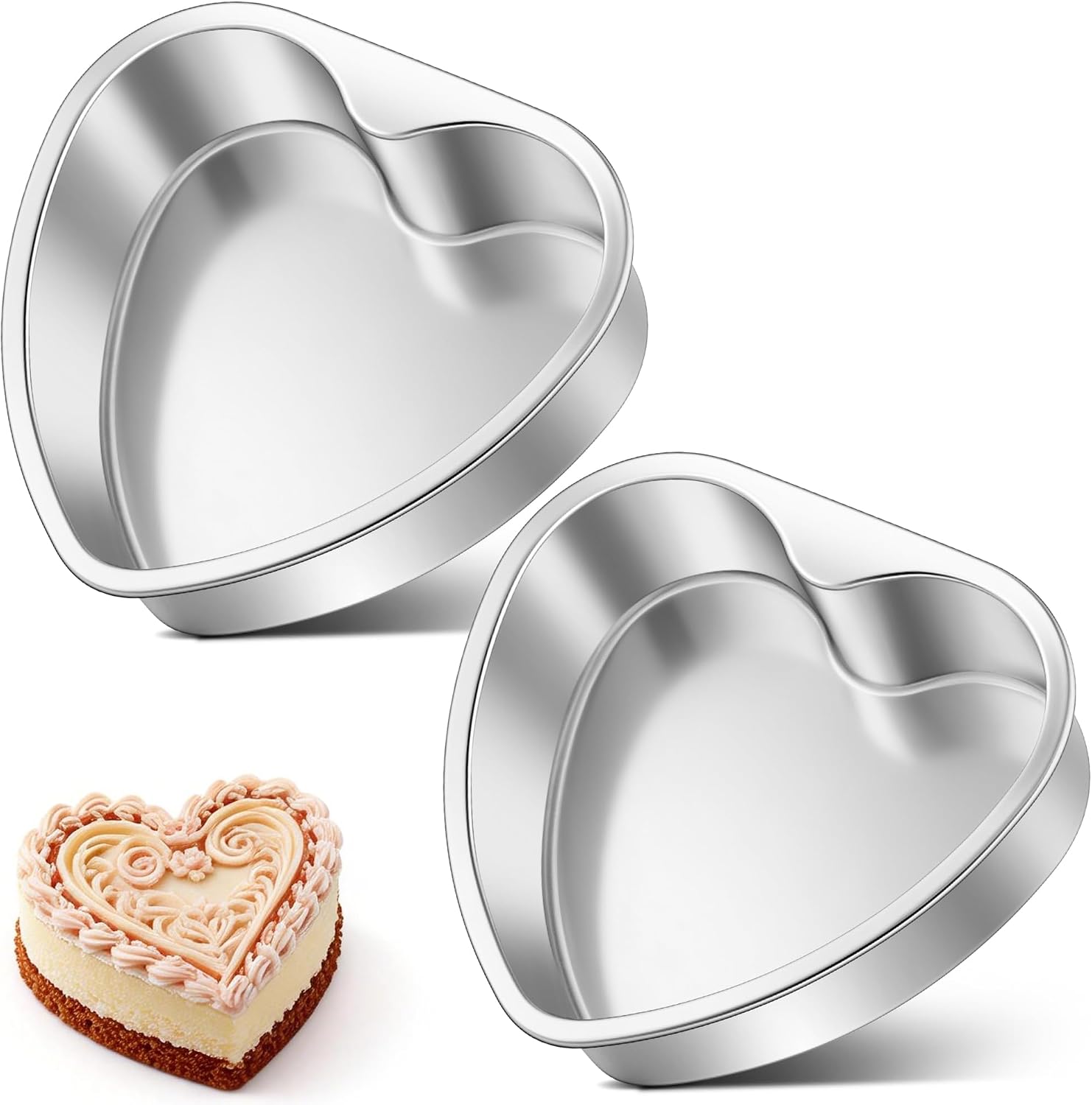 Amazon.com: Homikit Heart Shaped Cake Pans Set of 2, 8 Inch Stainless ...