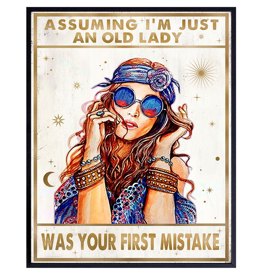 Amazon.com: Assuming I'm Just An Old Lady - Boho Wall Art - Boho-chic ...
