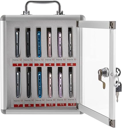 Amazon.com: 12-Slot Cell Phone Jail with Key for Classroom Phone Lock ...