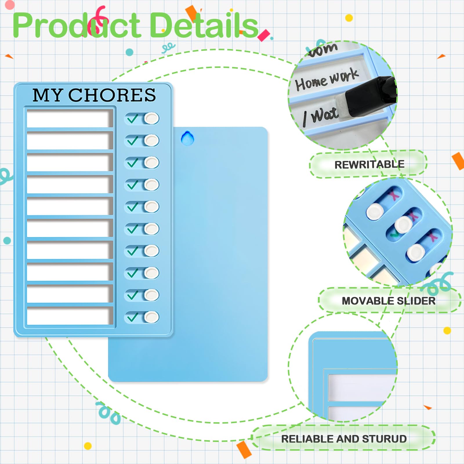 Snapklik.com : Erasable Chore Chart For Kids