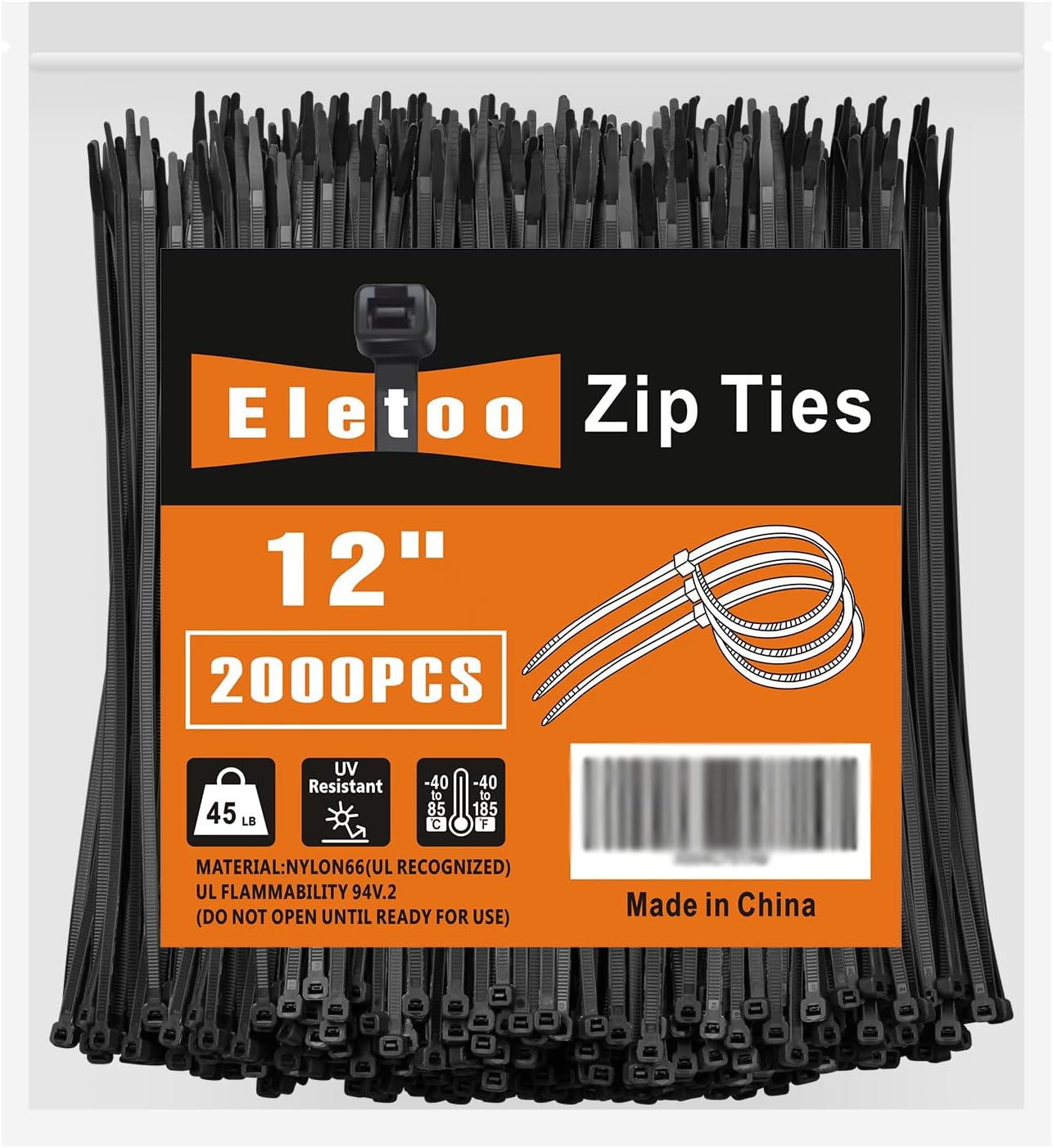 Amazon.com: 14 Inch Zip Ties Double Sided Toothed (Bulk 1000 Pack),85 ...