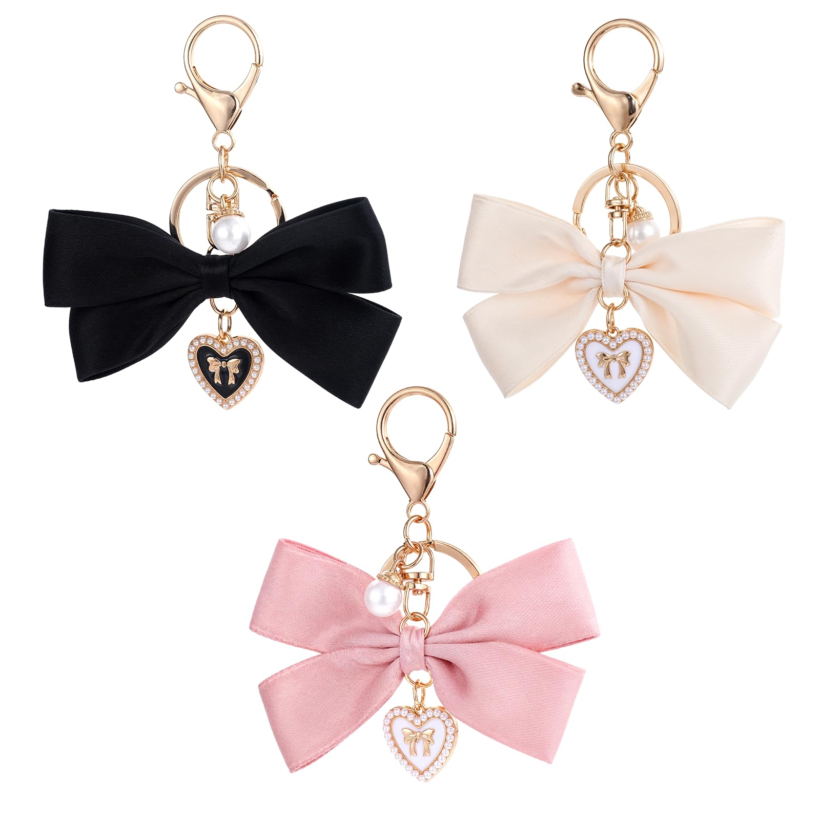 Amazon.com: JJUNW 3 Pcs Cute Bow Keychain for Women, Purse Charms, Cute ...