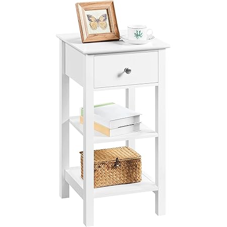Yaheetech Slim Bedside Tables with 1 Storage Drawer and Shelf for ...